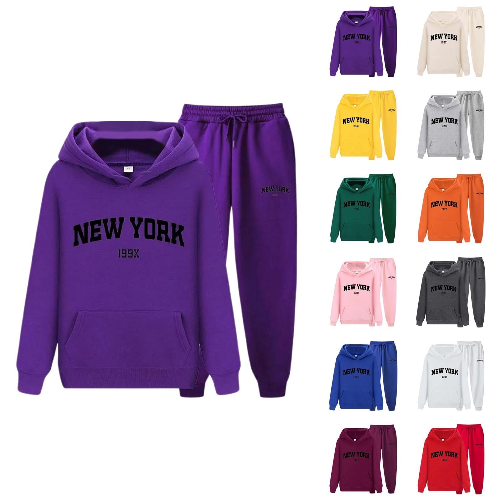New York Hoodie and Sweatpants Set 2026 Casual Hooded Sweatshirt and ...
