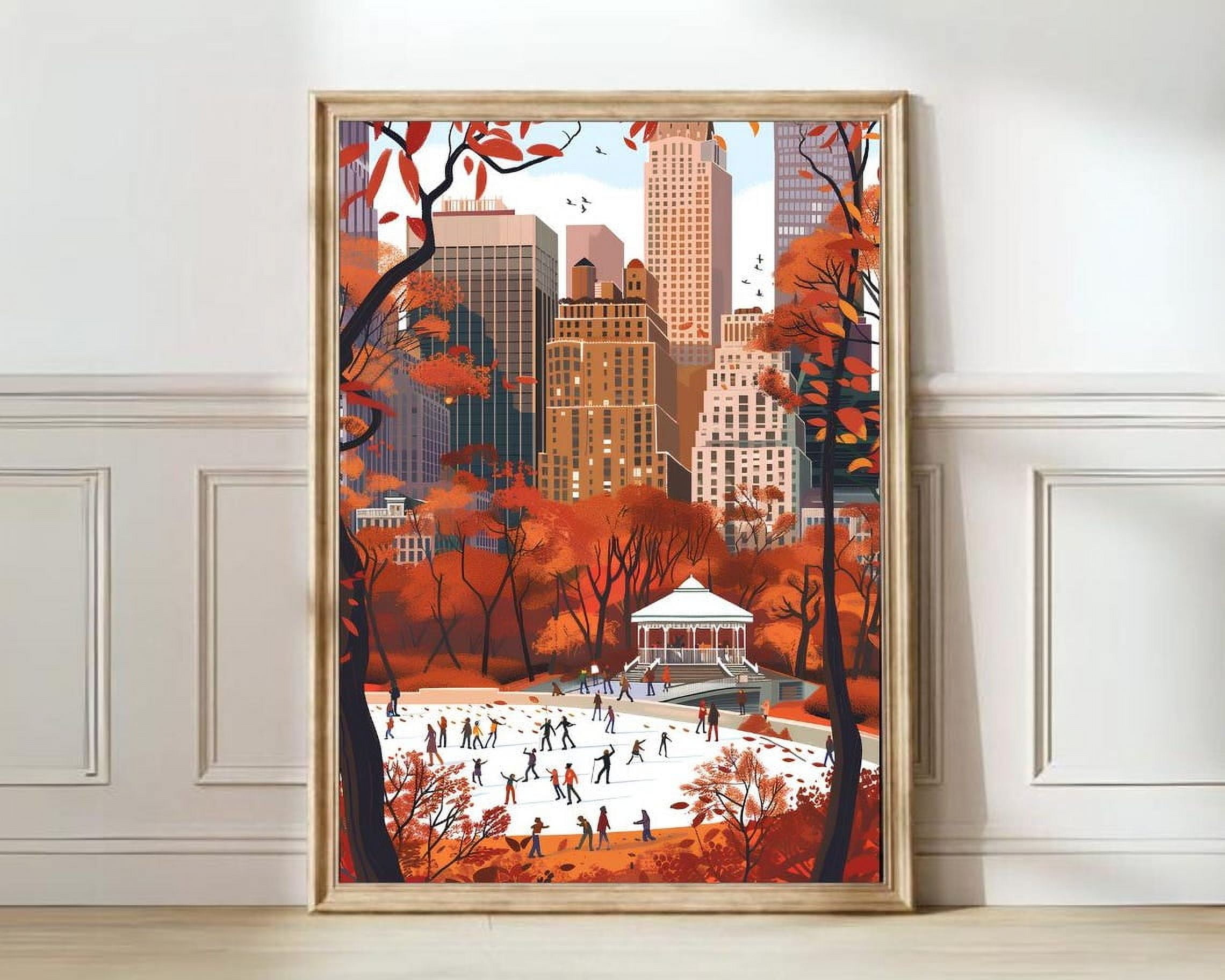 New York Illustration Central Park Print New York Ice Skating Print New ...
