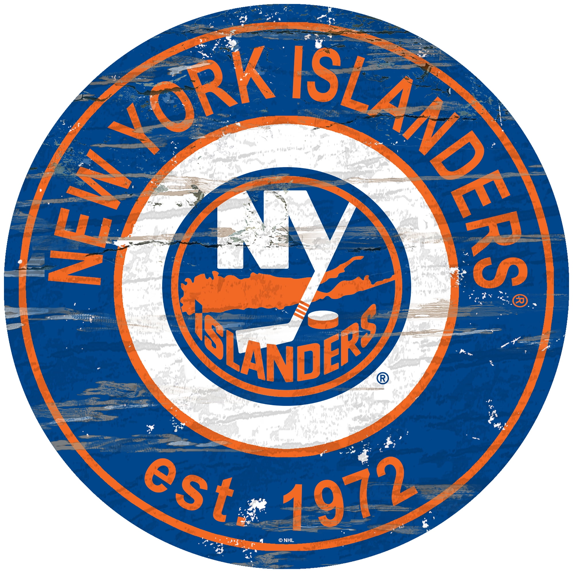 New York Islanders 24'' x 24'' Distressed Round Sign - Walmart.com