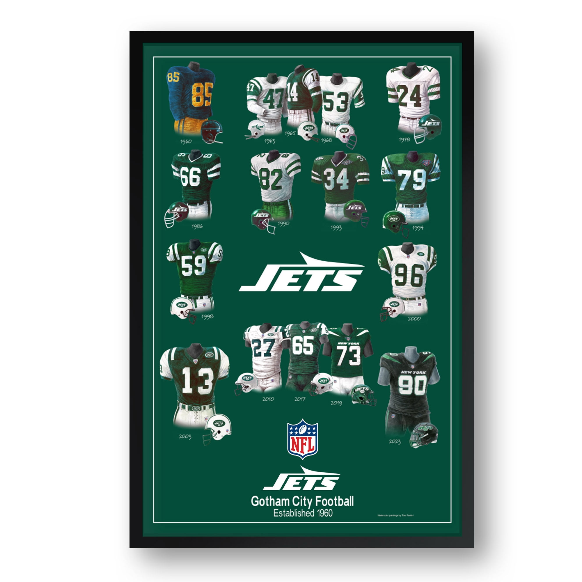 New York Jets 14" x 20" Uniform Heritage Framed Art Print - Walmart.com