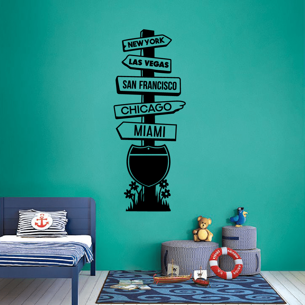 New York Las Vegas San Francisco Chicago Miami Pathway Signage Wall ...