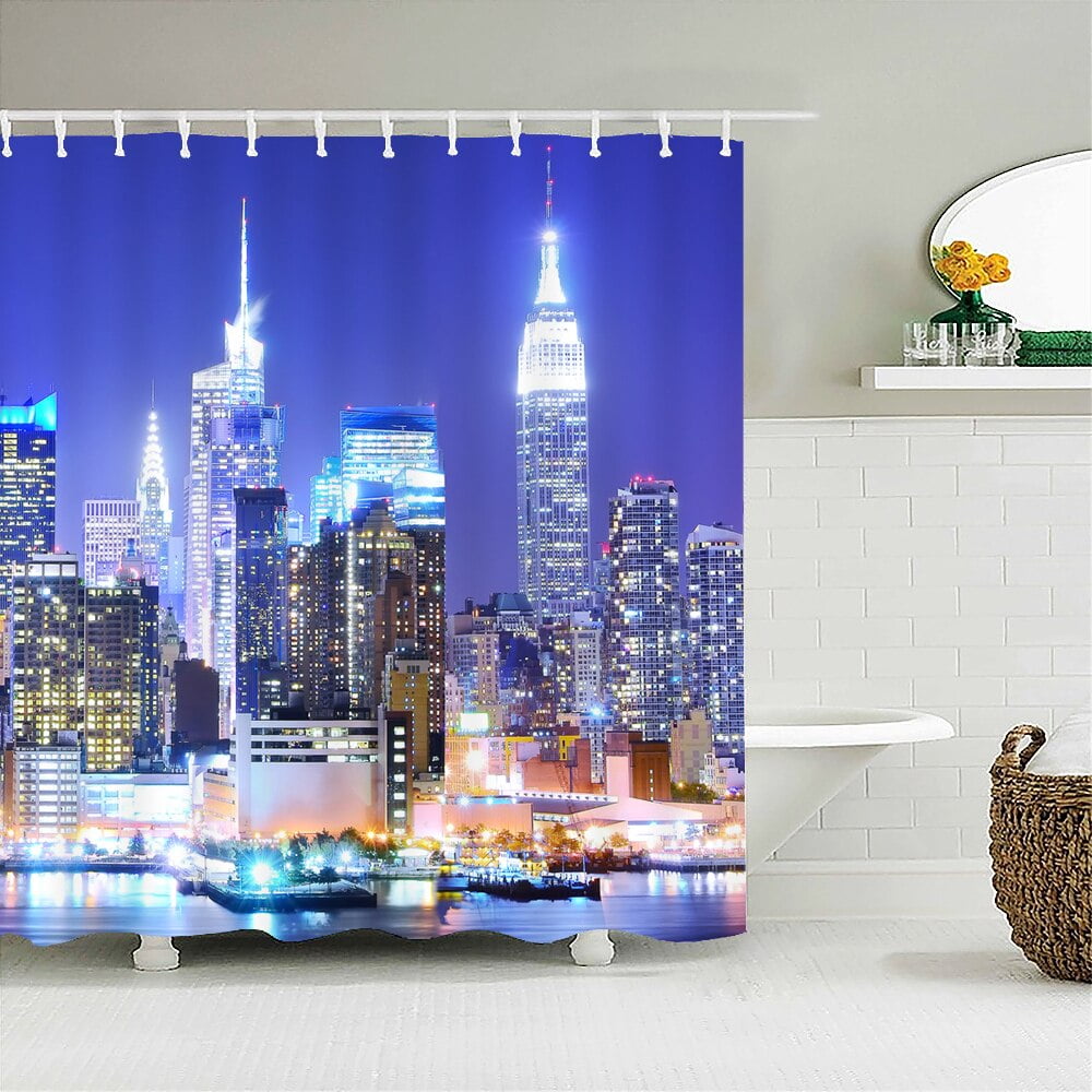 New York London Bridge Shower Curtain Printed Waterproof Fabric