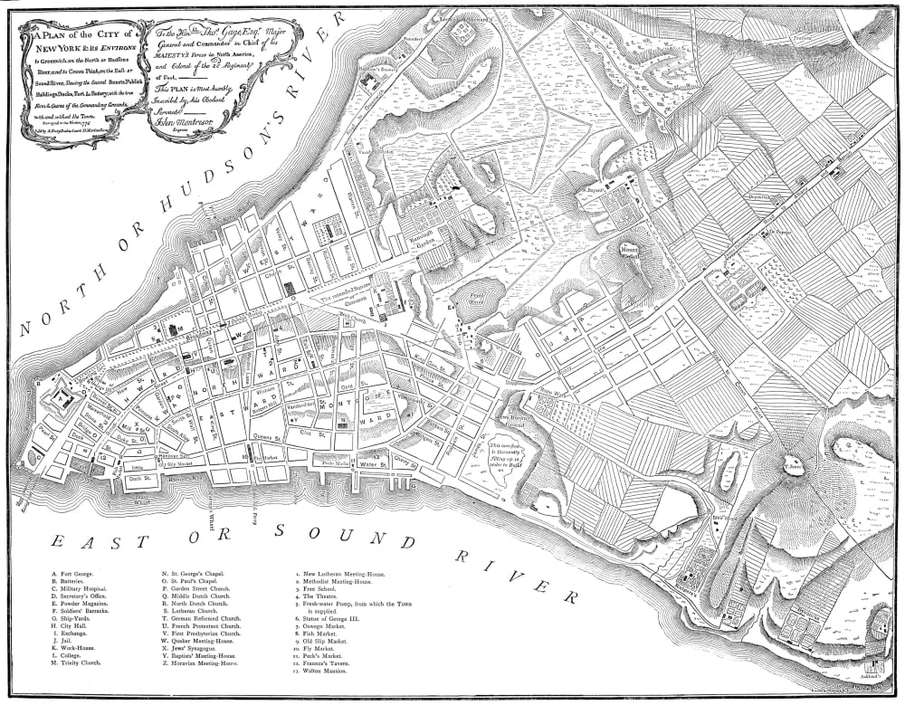 New York Map 1775. Nafter A Drawing According To A Winter 1775 Survey ...