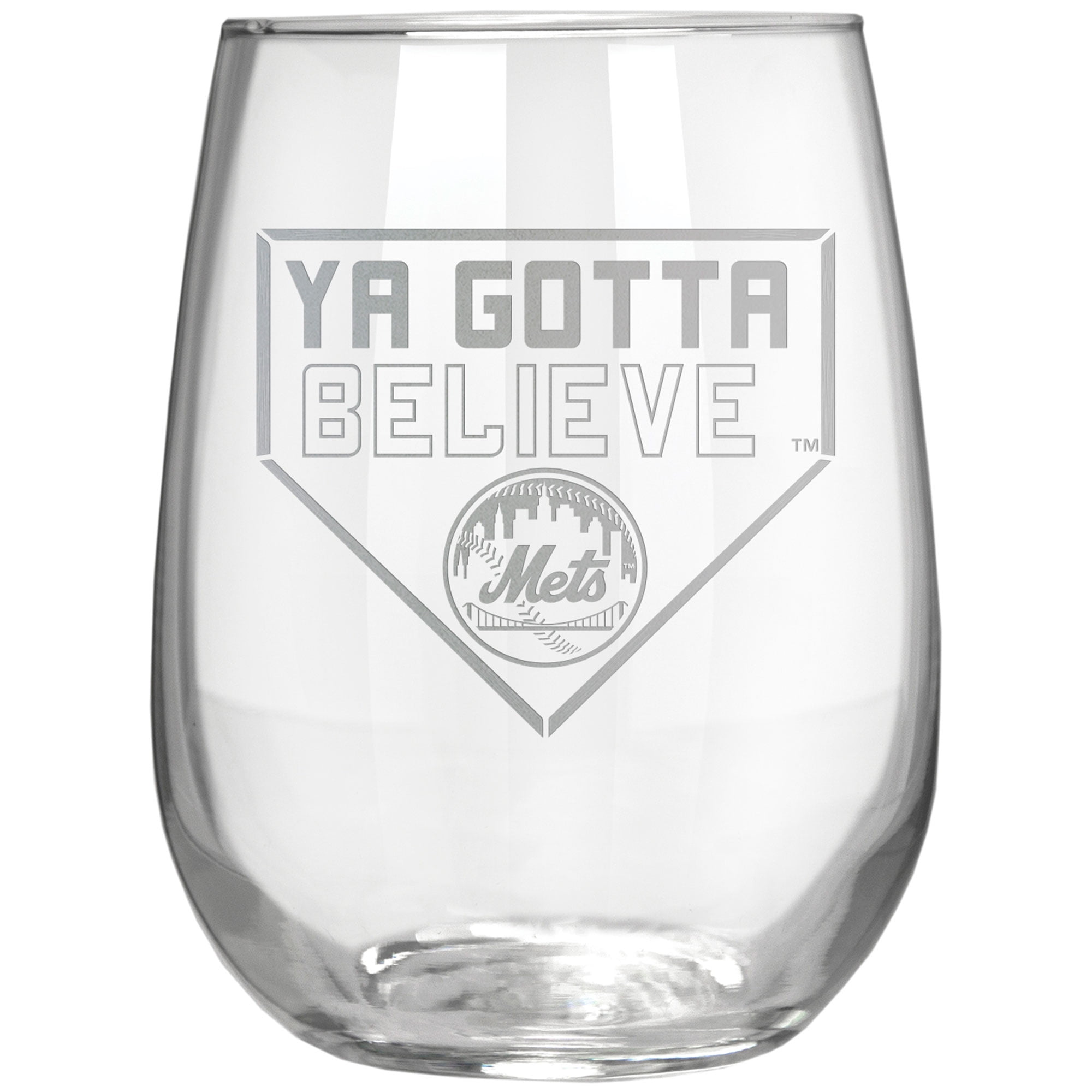 New York Mets Etched 17oz. Rally Cry Stemless Wine Glass - Walmart.com