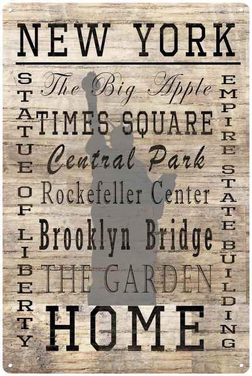 New York NY Landmarks Woodgrain Look Metal Sign 12x18 2180008097 ...