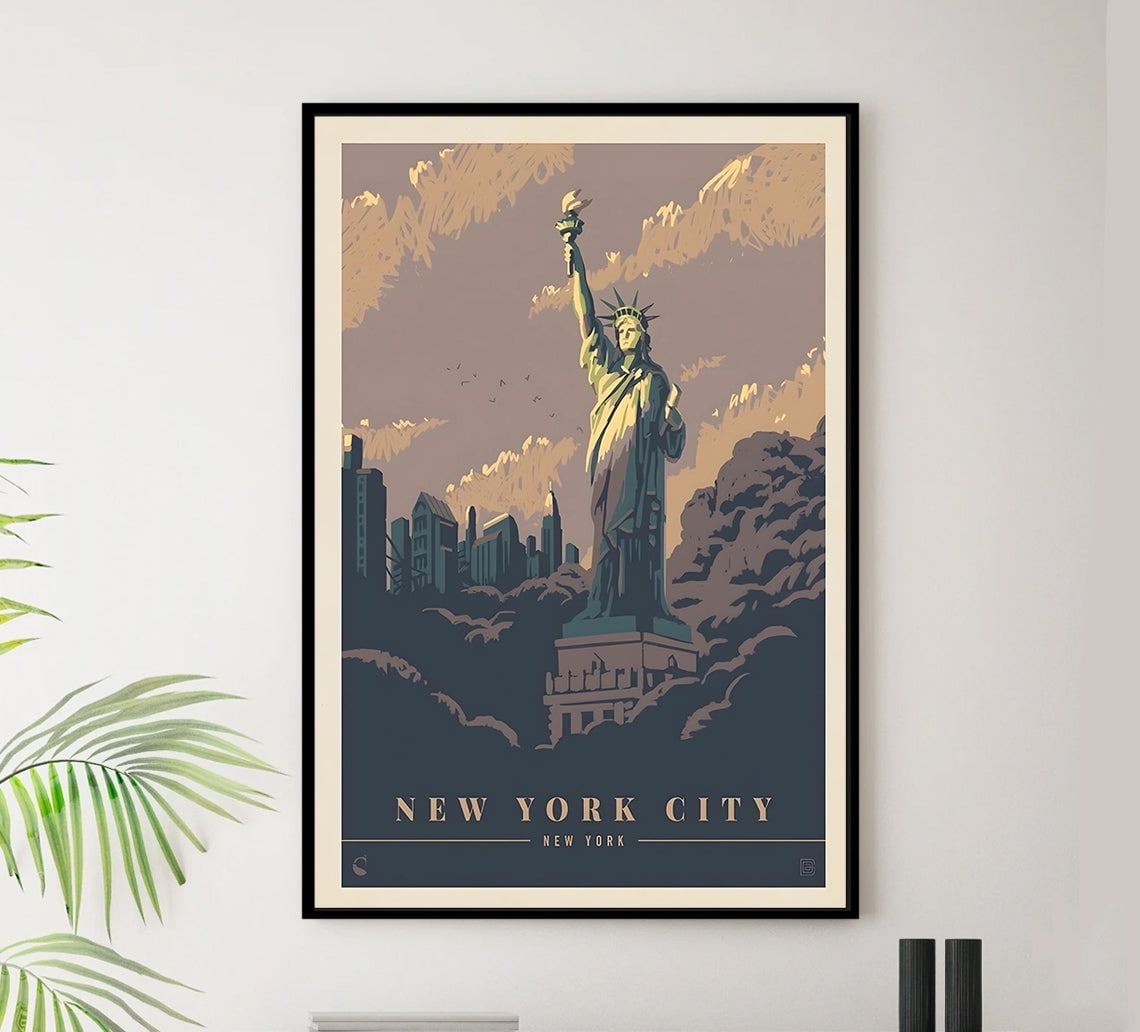 New York - New York City - Vintage Travel Poster (12x18Inches ...