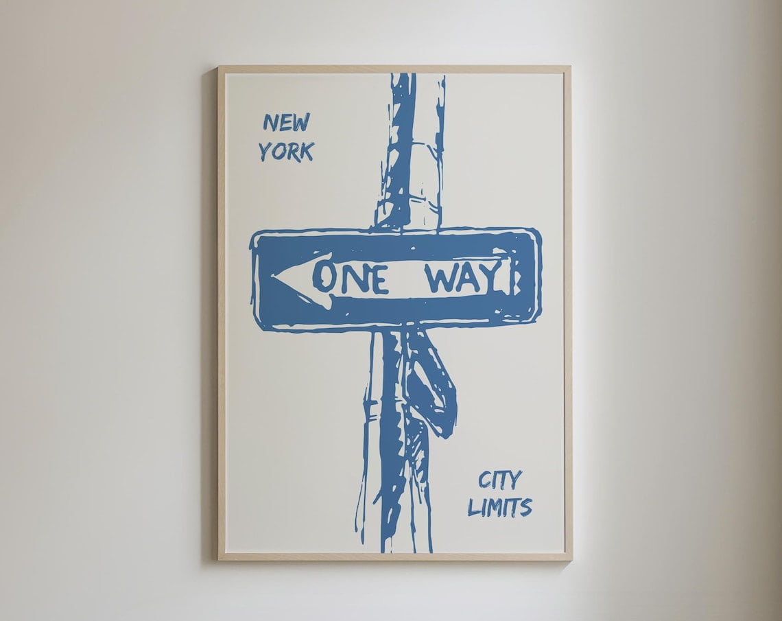 New York One Way Poster, New York Art Print, Nyc Wall Art, New York ...