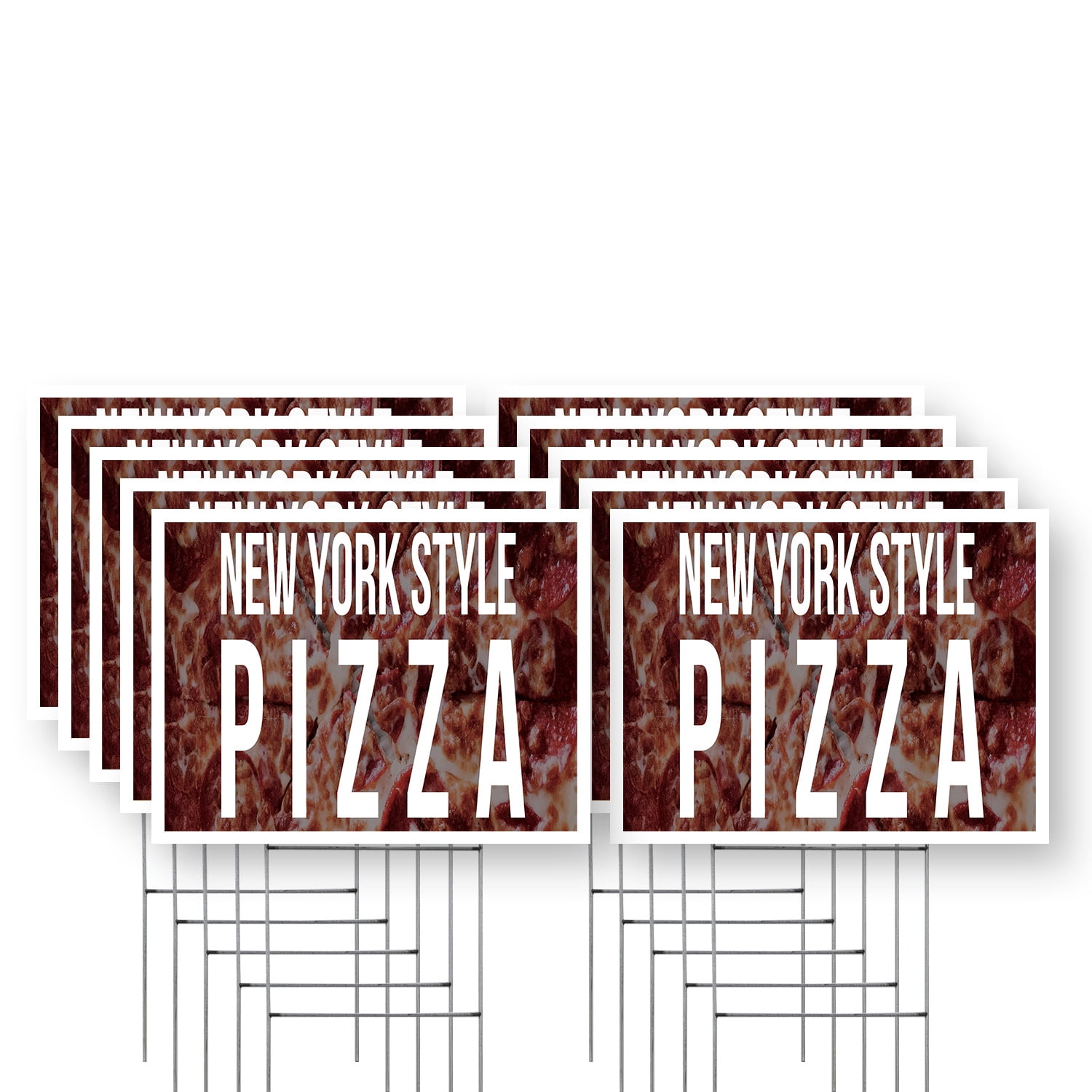New York Pizza Yard Sign 10 Pack of 18 Inch x 24 Inch Double Sided ...