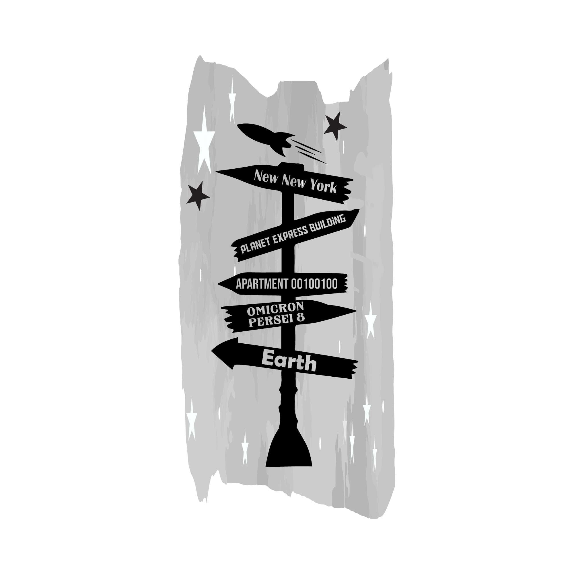 New York Planet Express Building Earth Wonderland Direction Sign Board ...