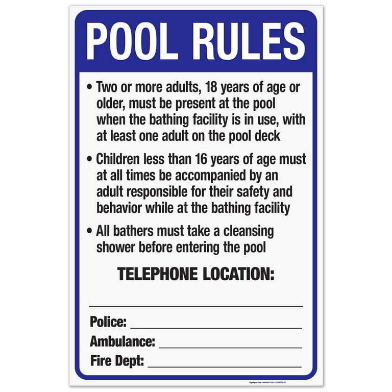 Fade Resistant Pool Rules North Carolina Prohibited In Spa Sign ...