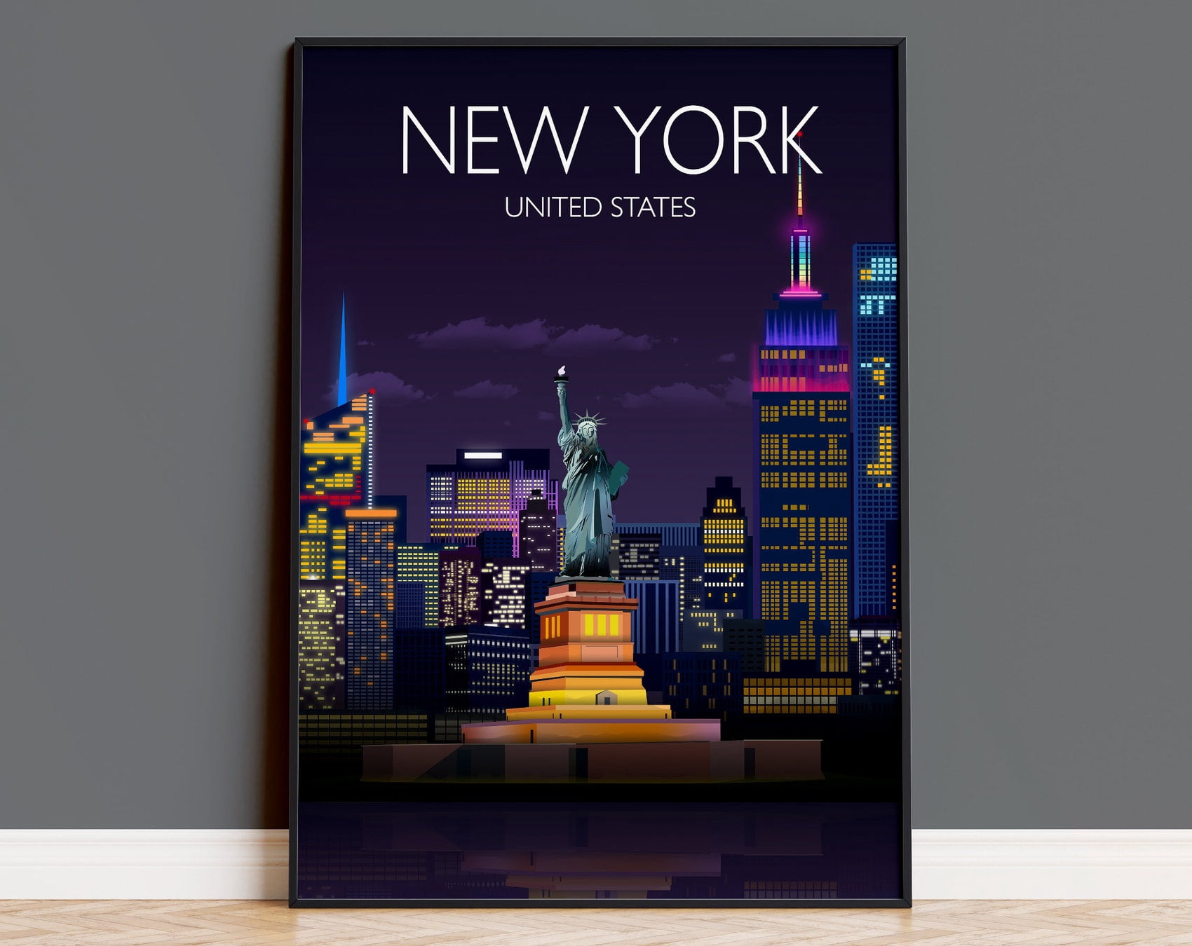 New York Poster, Travel Print of New York, Statue of Liberty, USA ...