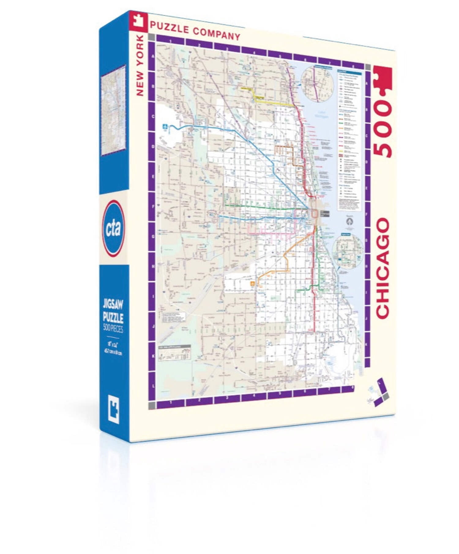 New York Puzzle Company Chicago Transit Map 500 Piece Jigsaw Puzzle ...