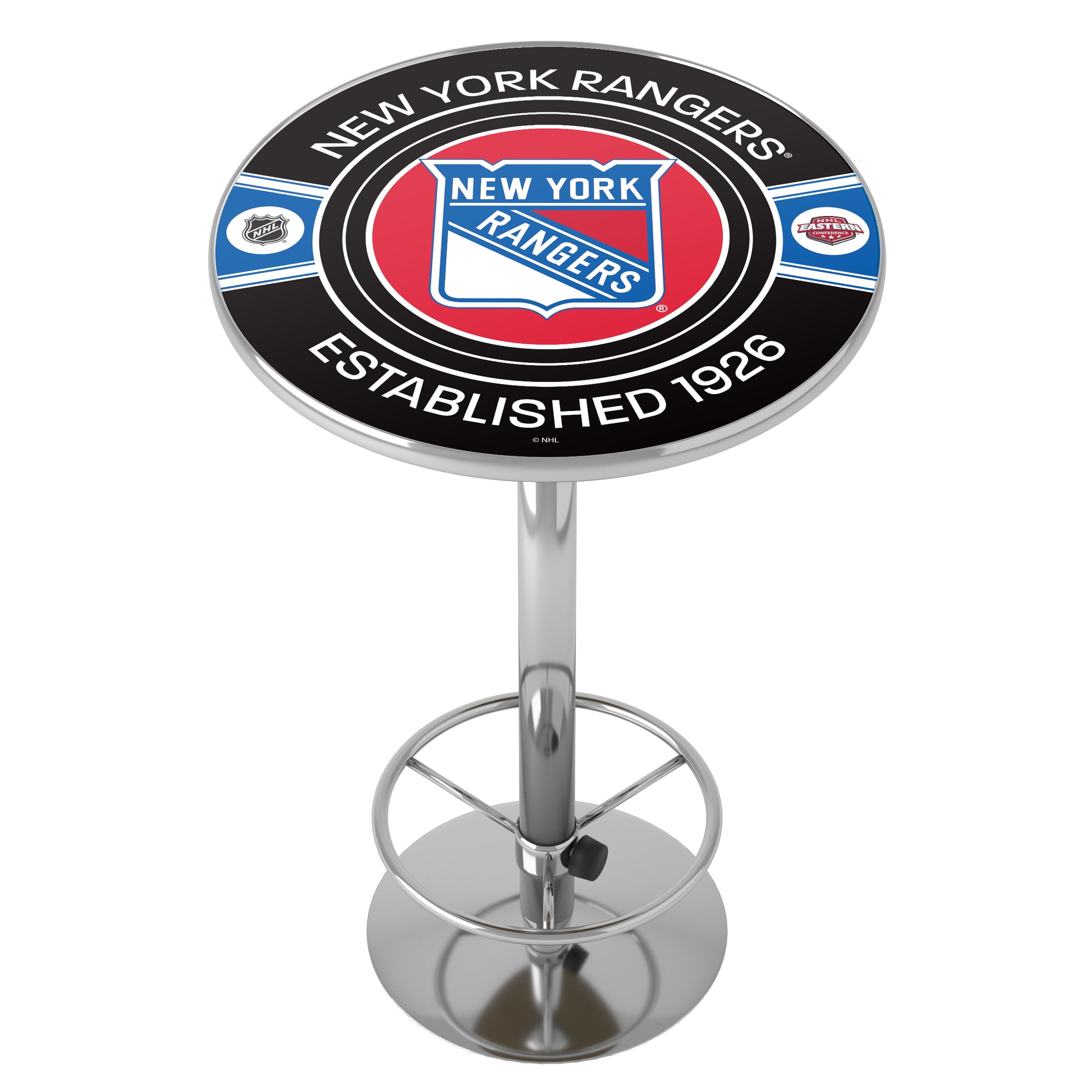 New York Rangers Patch Bar Table with Adjustable Footrest and Acrylic ...