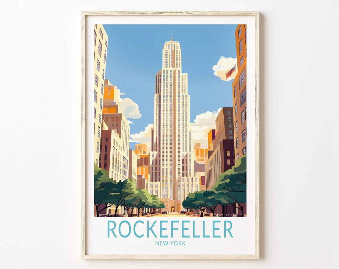 New York Rockefeller Travel Print, New York City Travel Poster, New ...