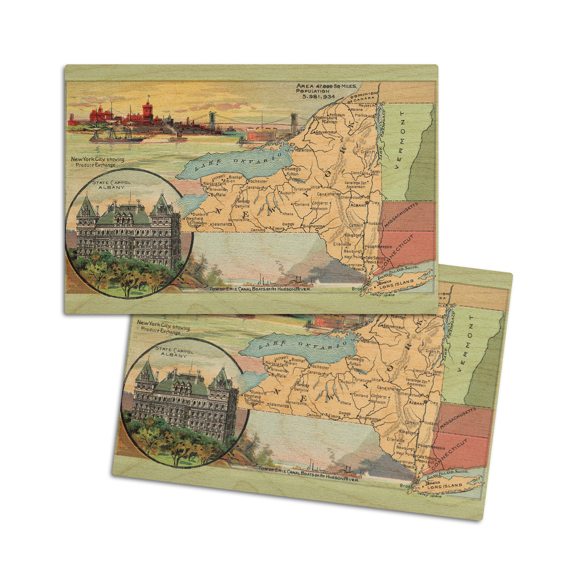 New York, Scenic Views along with a Detailed Map of the State (4x6 ...