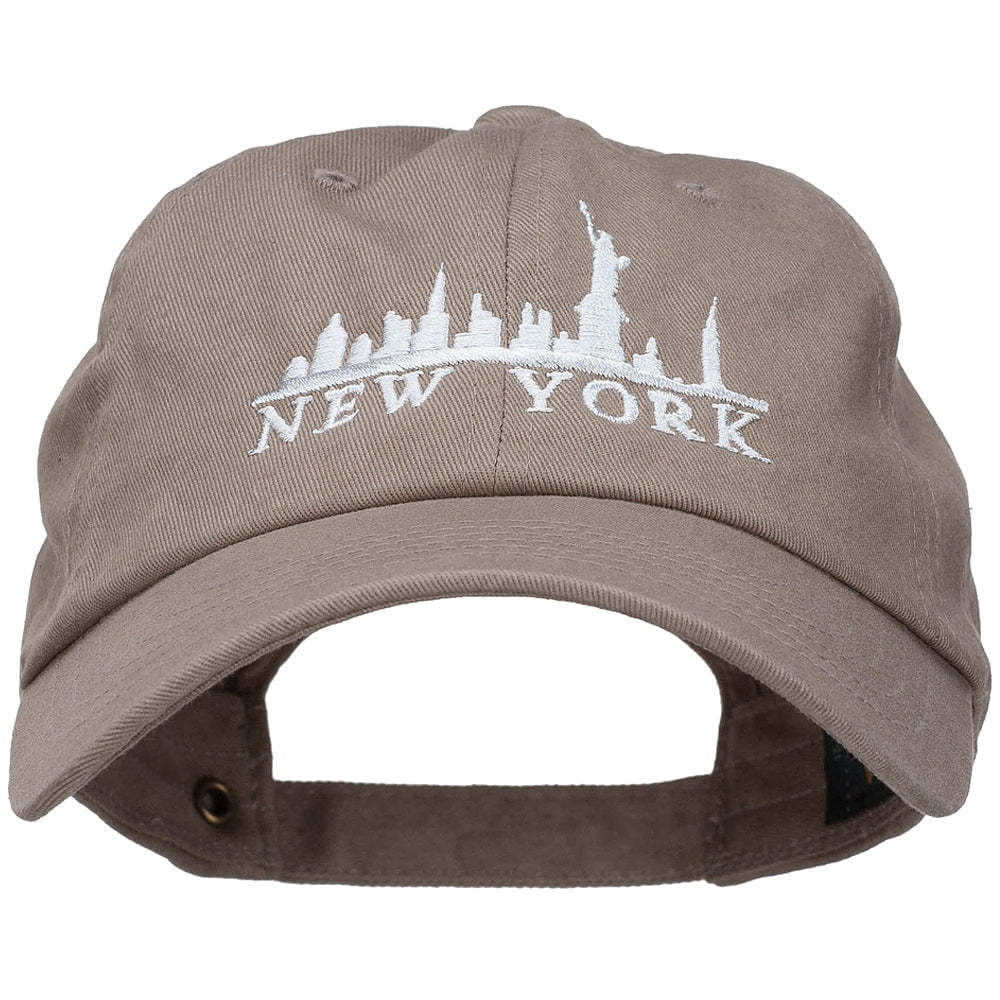 New York Skyline Embroidered Washed Cap - Khaki OSFM - Walmart.com