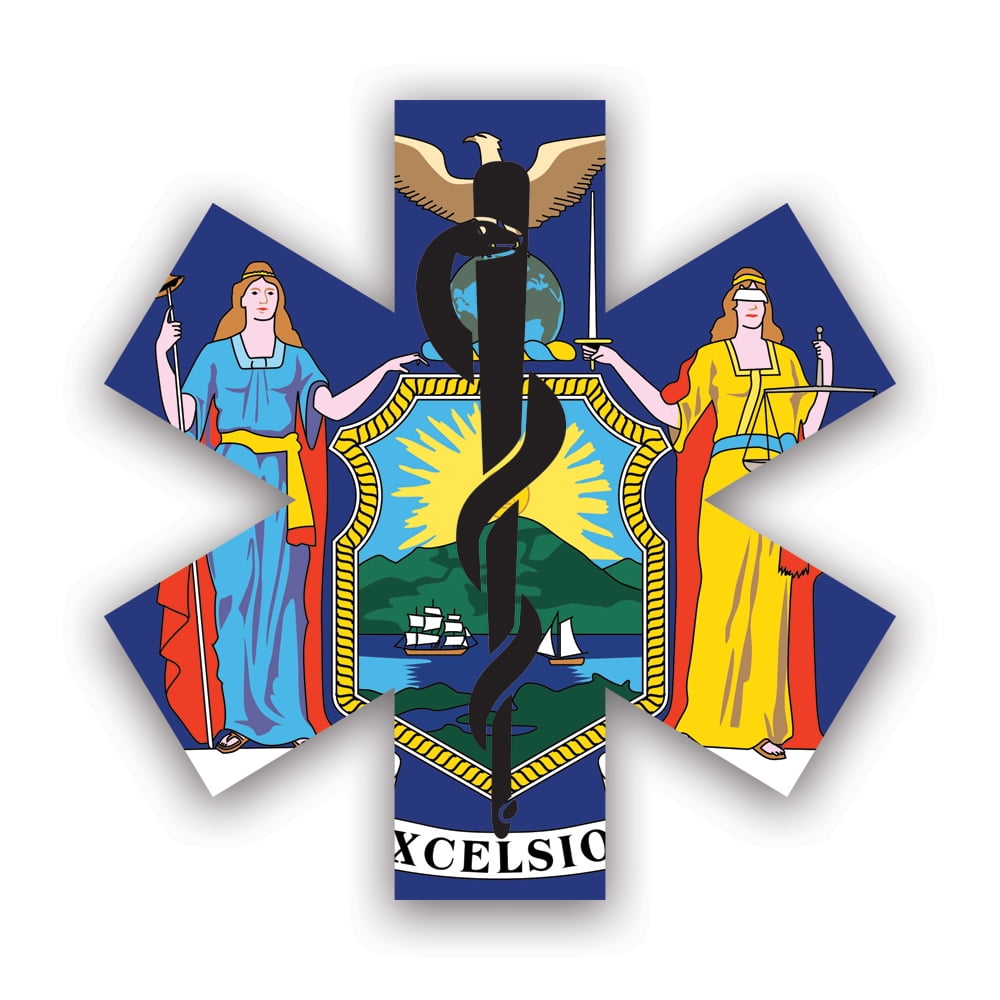 New York Star of Life Flag Sticker Decal - Self Adhesive Vinyl ...