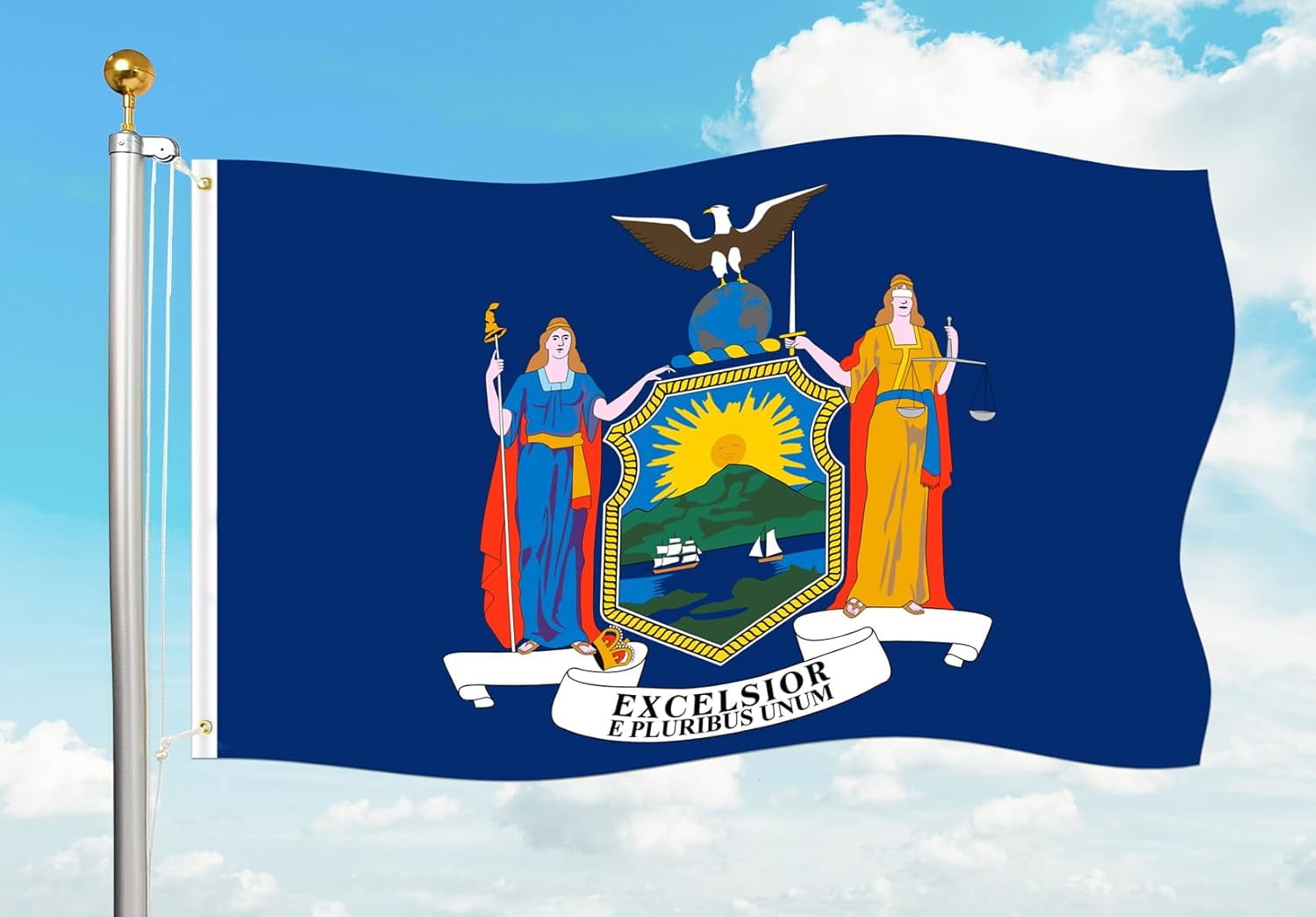 New York State Flag - New York flag, 3Ply Polyester, Heavy Duty, Double Sided - Walmart.com
