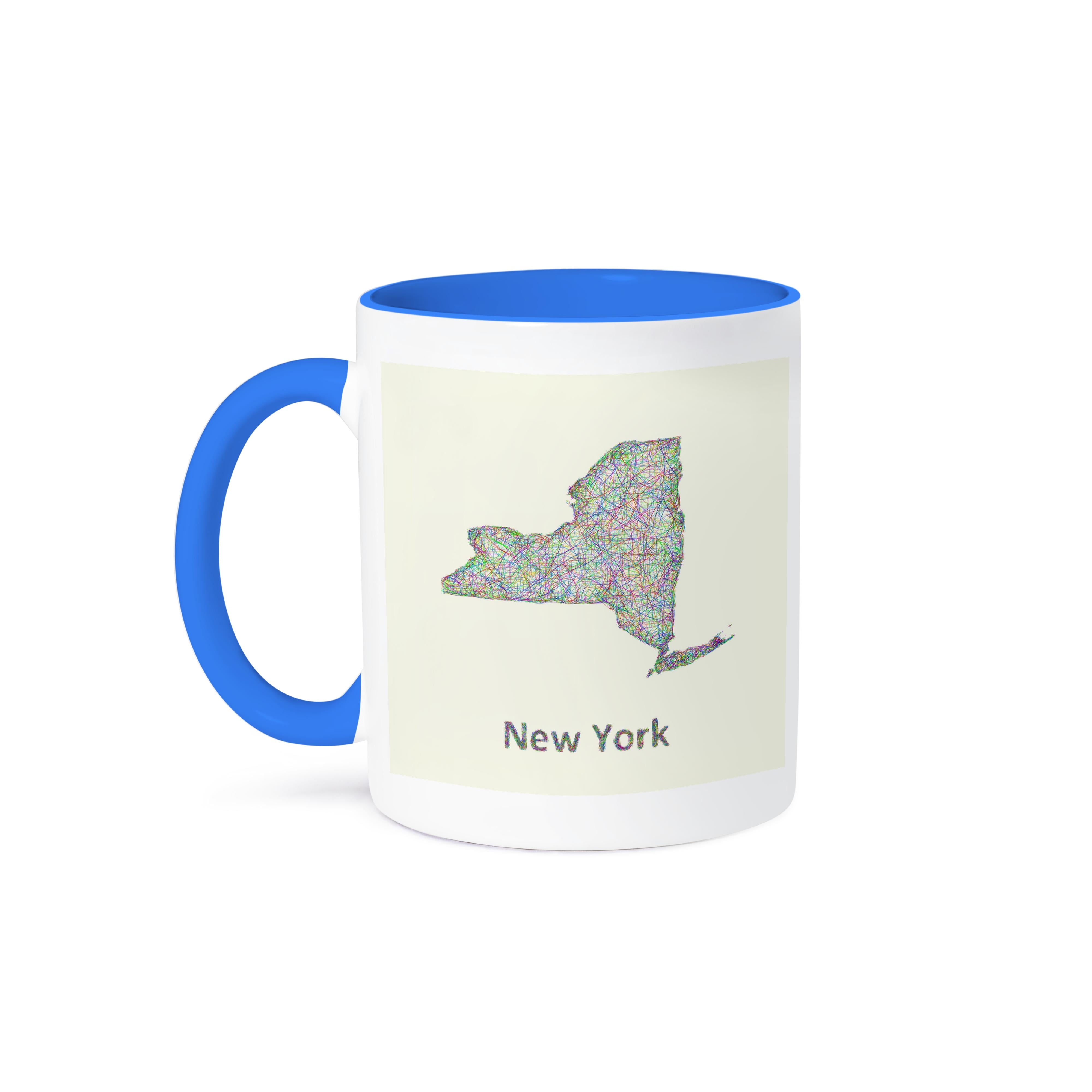 3dRose, New York State Map - colorful line art graphic design, 15oz Two ...