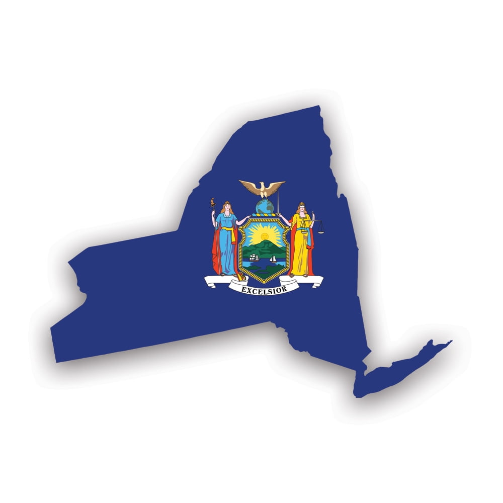 New York State Shaped Flag Sticker Decal - Self Adhesive Vinyl ...