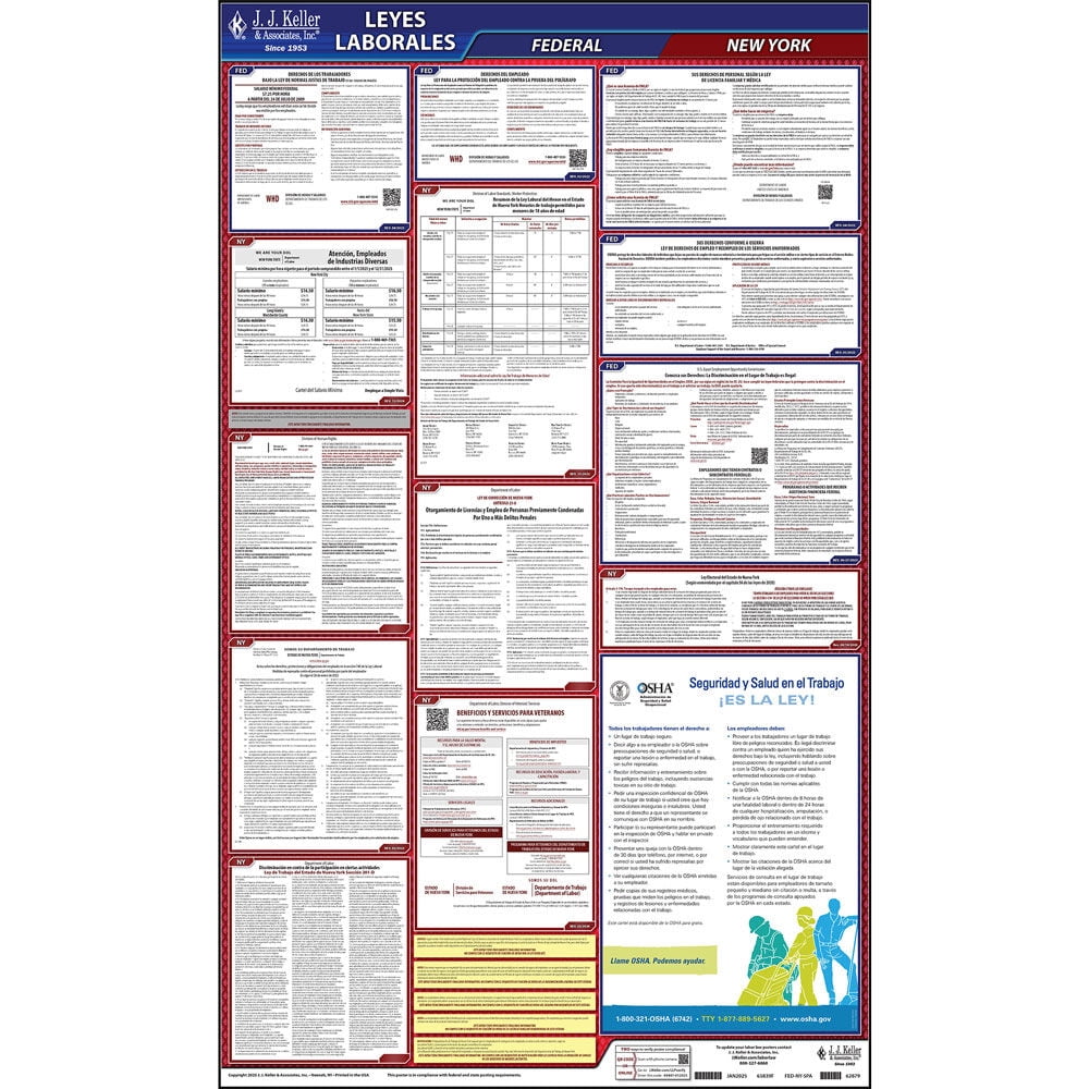 New York State and Federal Labor Law Poster (Spanish, NY State) - OSHA ...