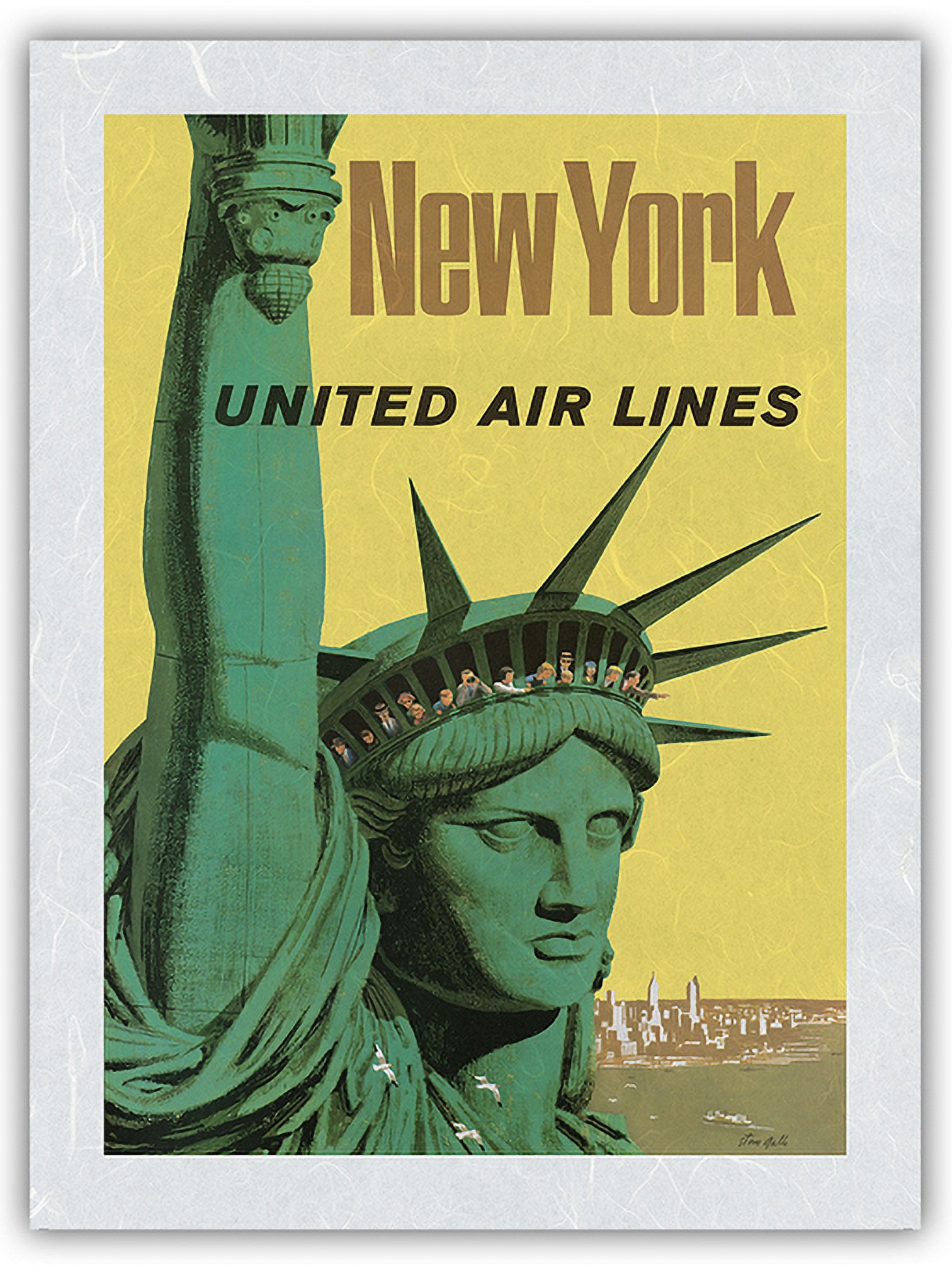 New York - Statue of Liberty - United Air Lines - Vintage Airline ...
