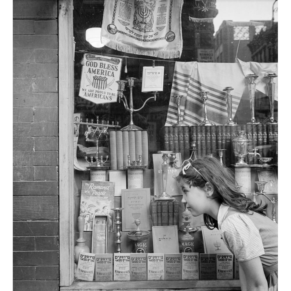 New York Storefront 1942. Nwindow Of A Jewish Religious Shop On Broome ...