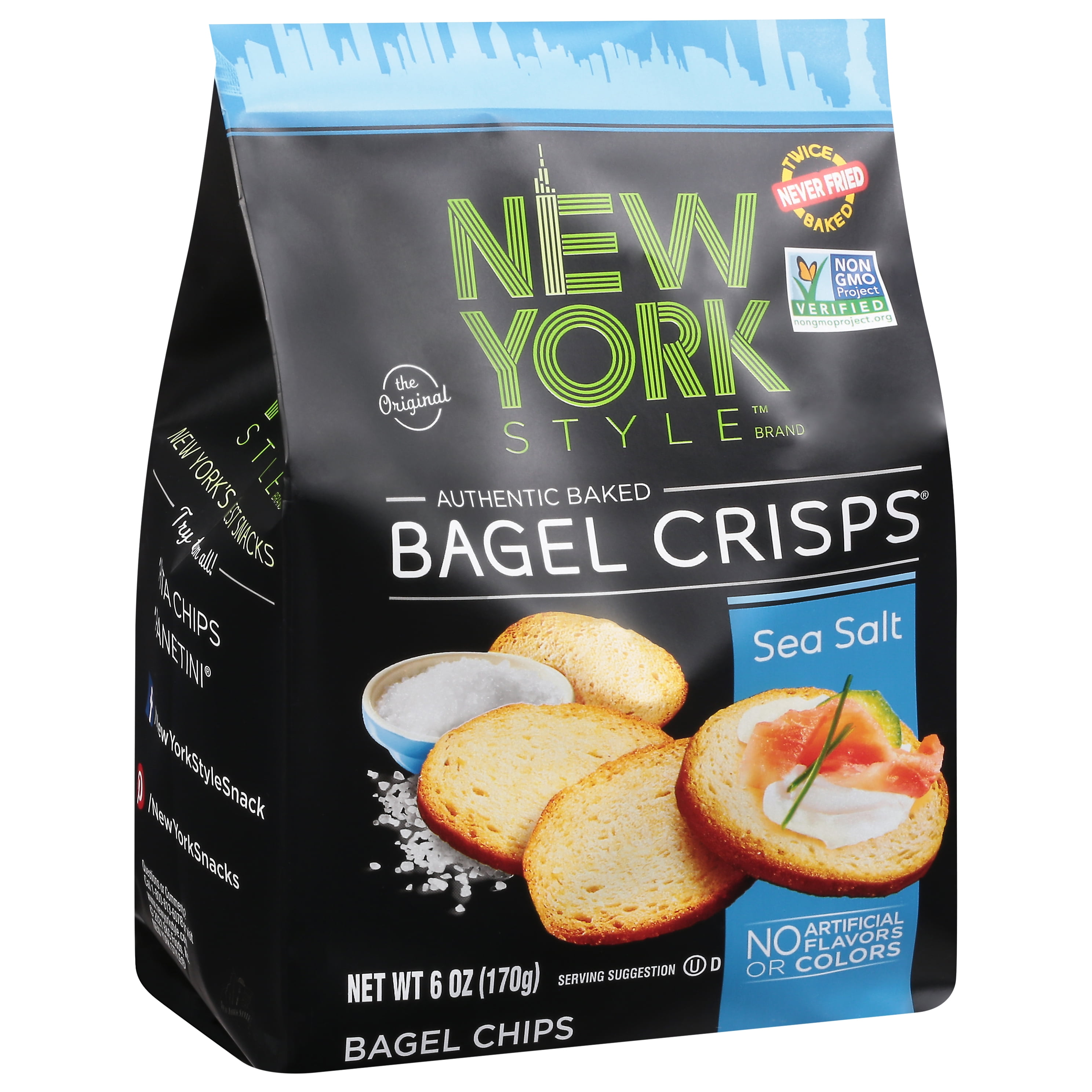 New York Style Bagel Crisps Sea Salt 6 oz (Pack of 12) - Walmart.com