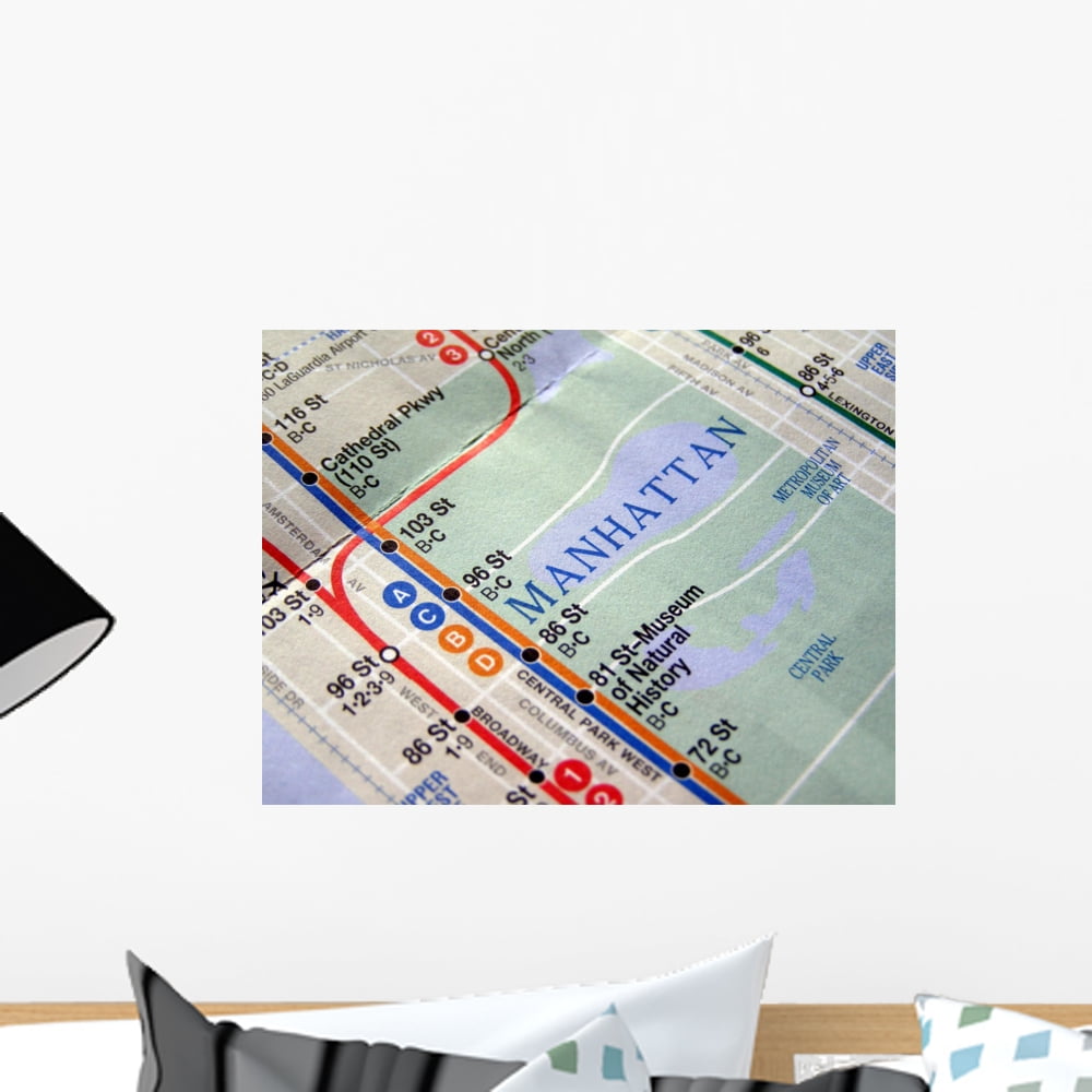 New York Subway Map Wall Mural Decal Sticker, Wallmonkeys Peel & Stick ...