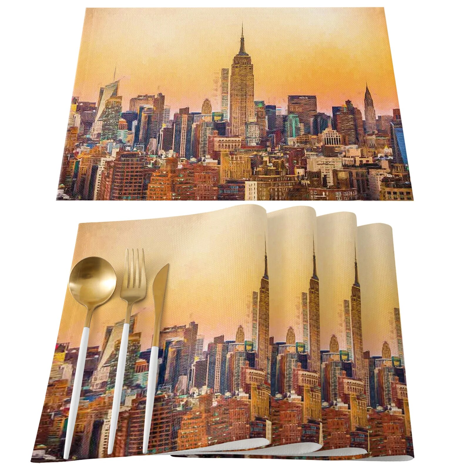 New York Sunset City Skyline Table Mats for Dining Table Kitchen Table ...