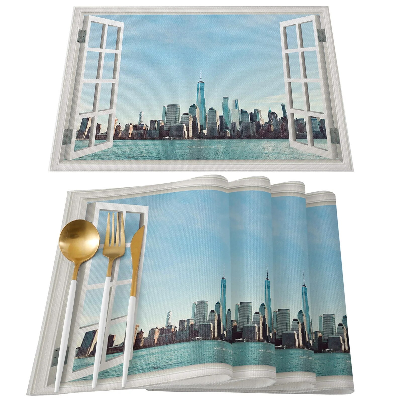 New York Sunset City Skyline Table Mats for Dining Table Kitchen Table ...