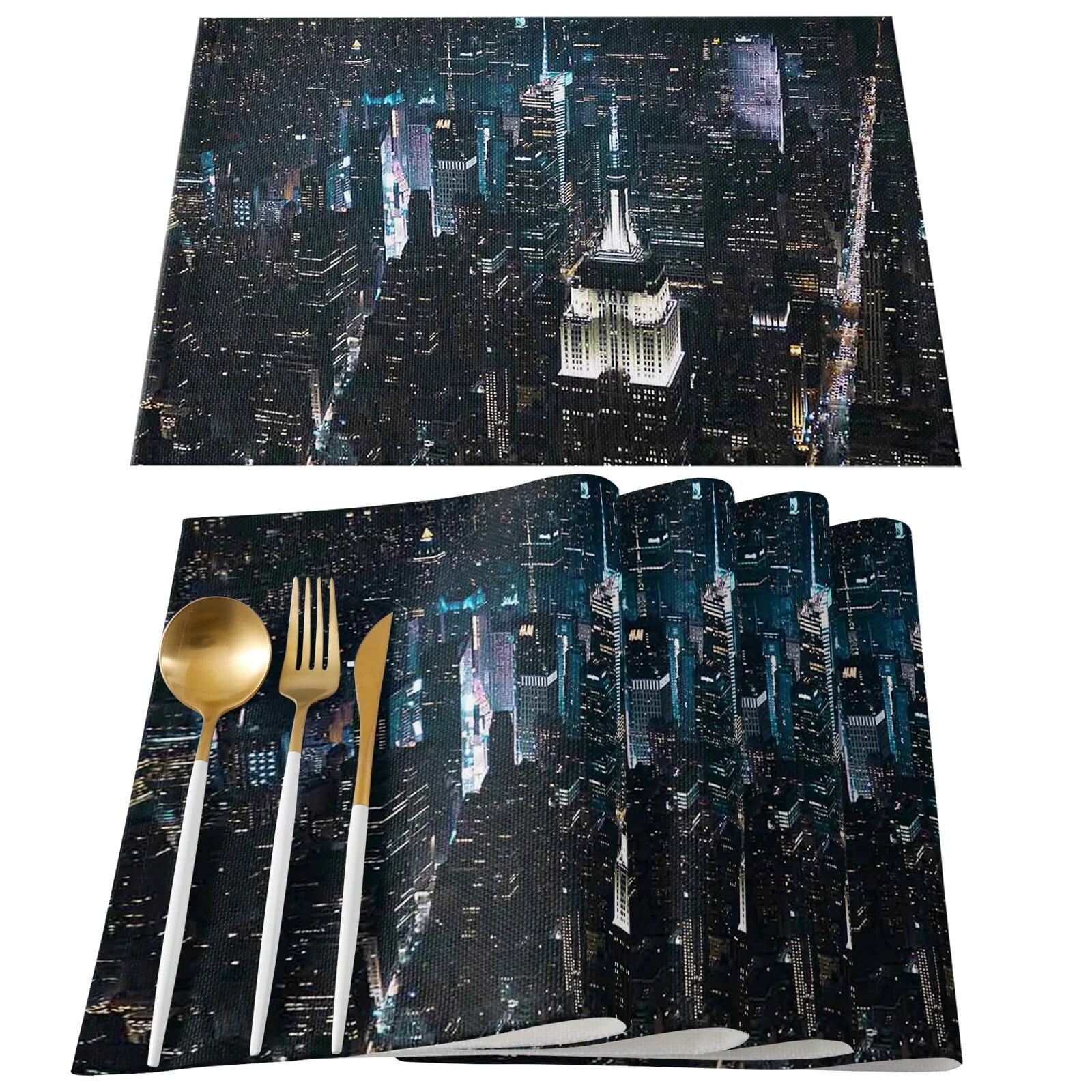 New York Sunset City Skyline Table Mats for Dining Table Kitchen Table ...