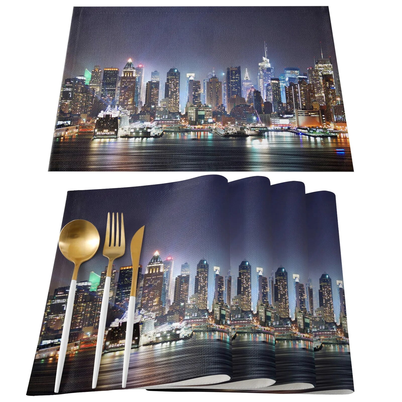 New York Sunset City Skyline Table Mats for Dining Table Kitchen Table ...