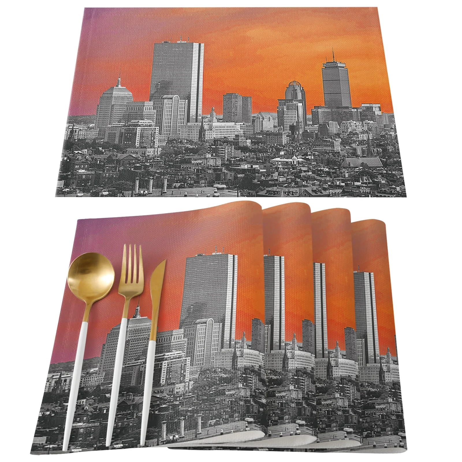 New York Sunset City Skyline Table Mats for Dining Table Kitchen Table ...