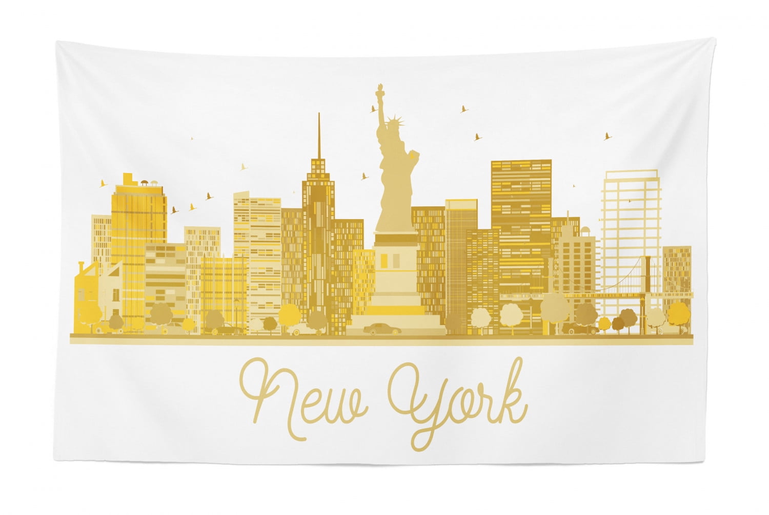 New York Taxi Tapestry, Famous Landmarks and Objects of NY City Art ...