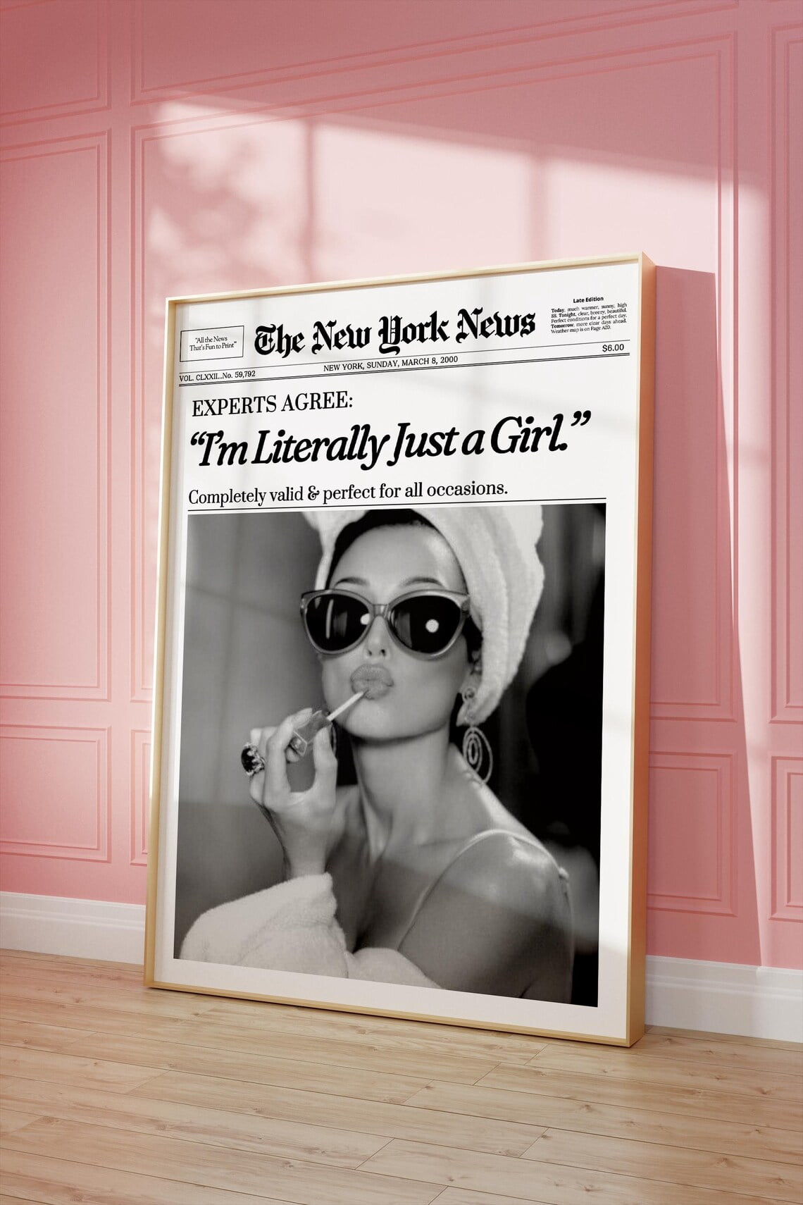 New York Times Retro Women Magazine Dorm Bathroom Poster Art Unframed ...