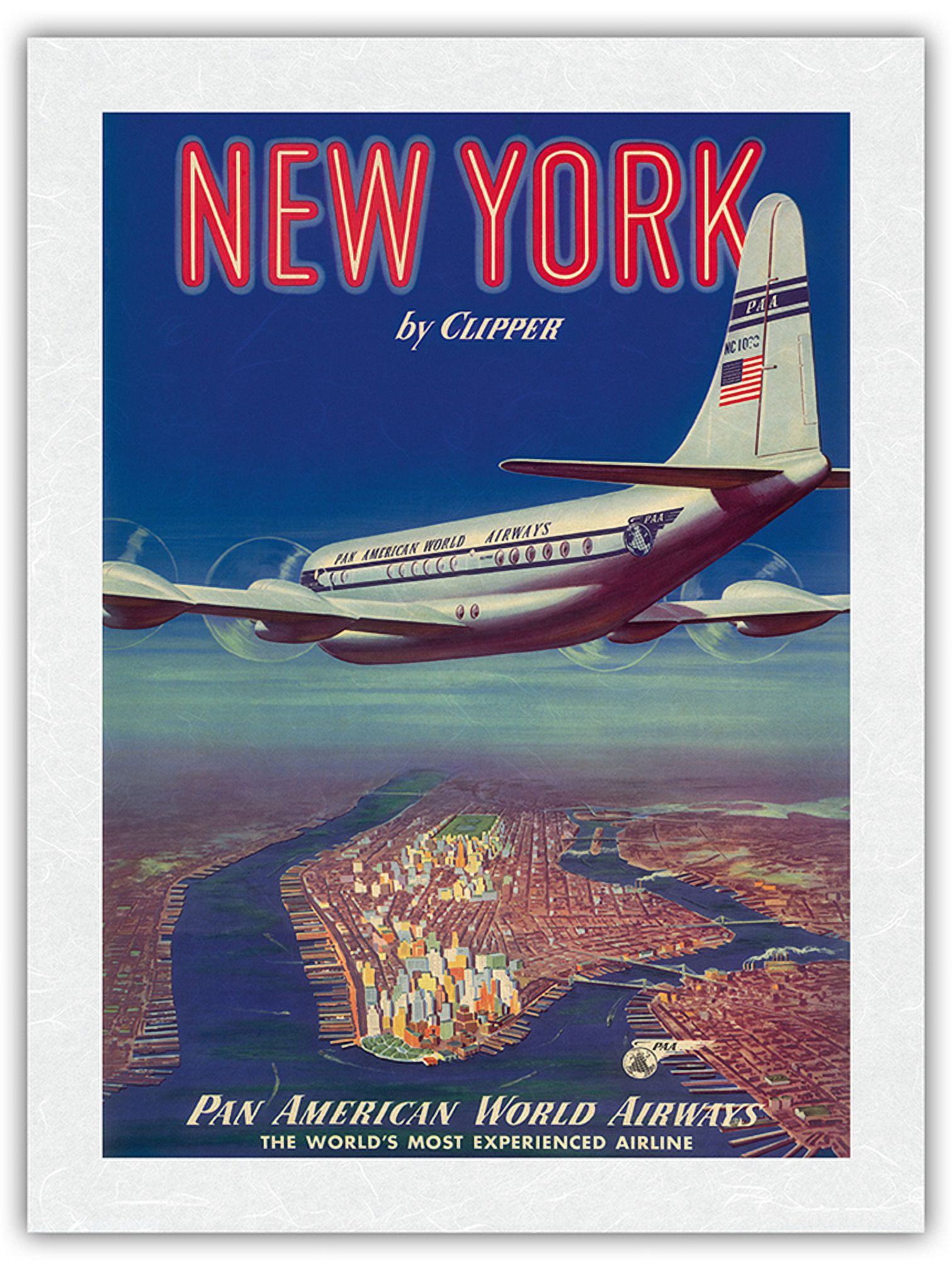 New York USA by Clipper - Boeing 377 over Manhattan Island - Pan American World Airways ...