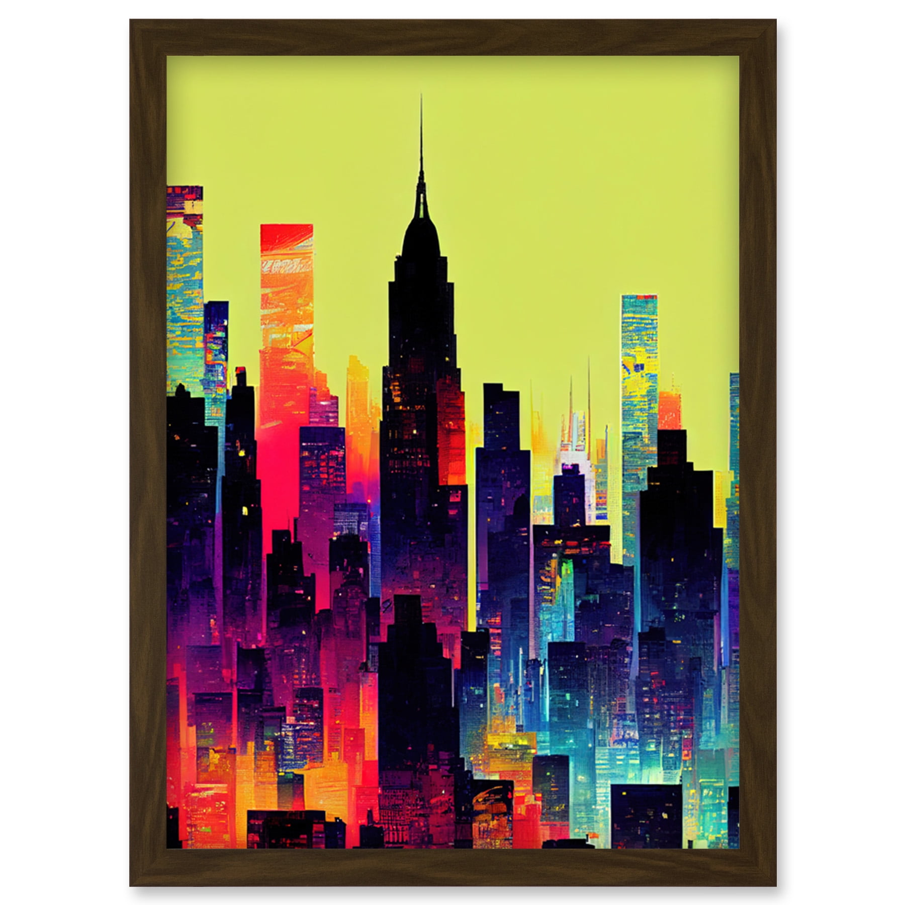 New York Vibrant Multi Coloured Graphic Design Skyscraper Cityscape ...