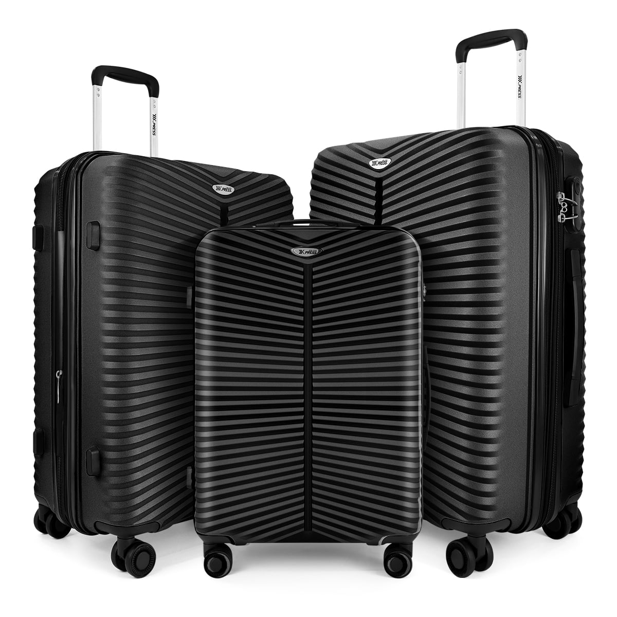 New York XPress 3 Piece Luggage Set Hard Side Lightweight Expandable Suitcase Set with 360 ...