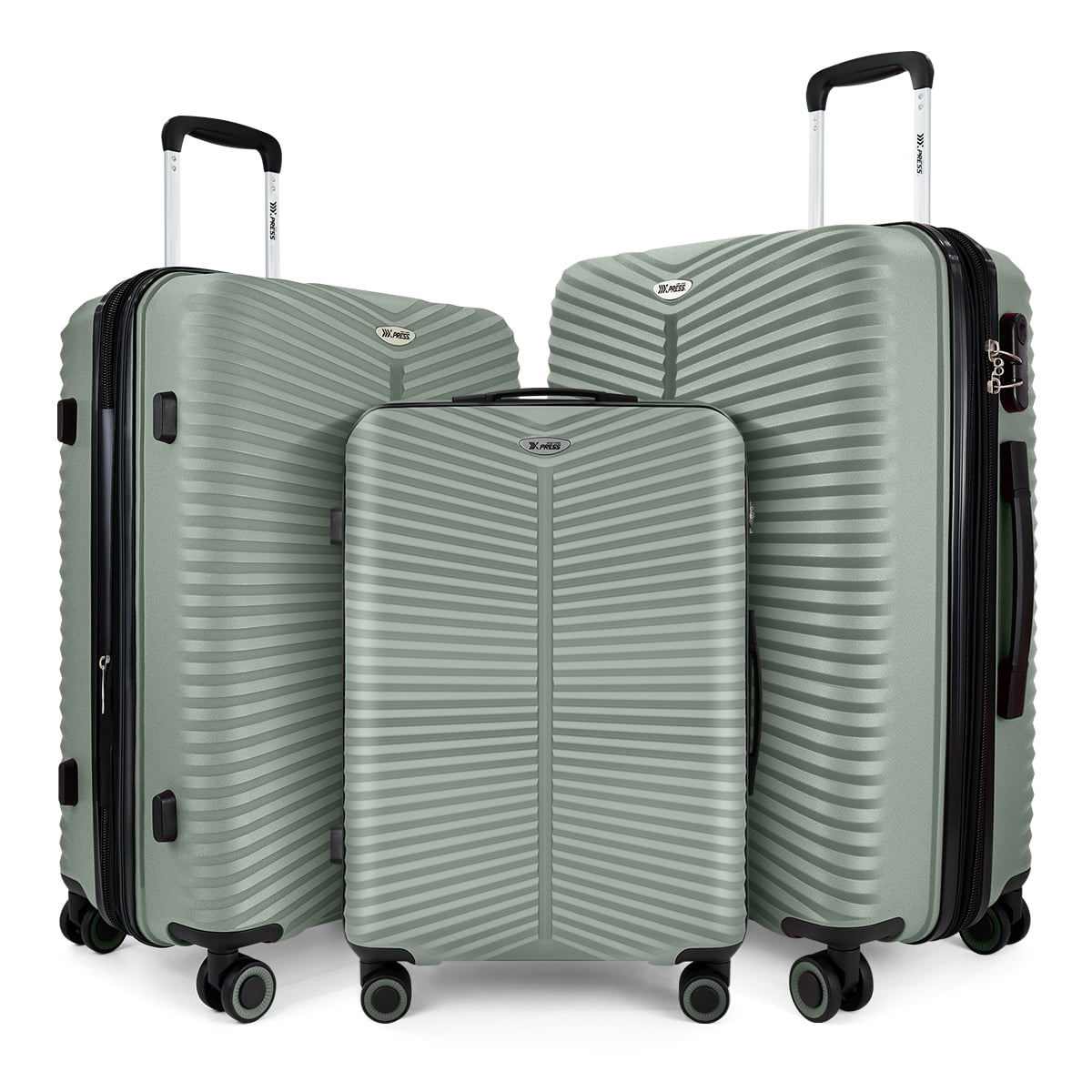New York XPress 3 Piece Luggage Set Hard Side Lightweight Expandable Suitcase Set with 360 ...