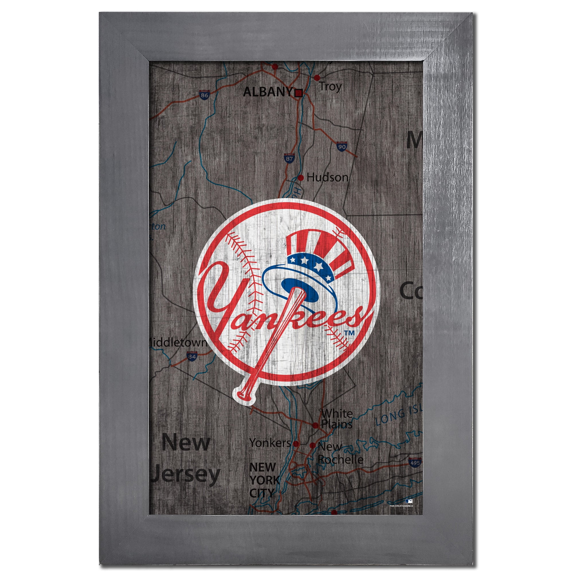 New York Yankees 11'' x 19'' Framed Team City Map Sign - Walmart.com