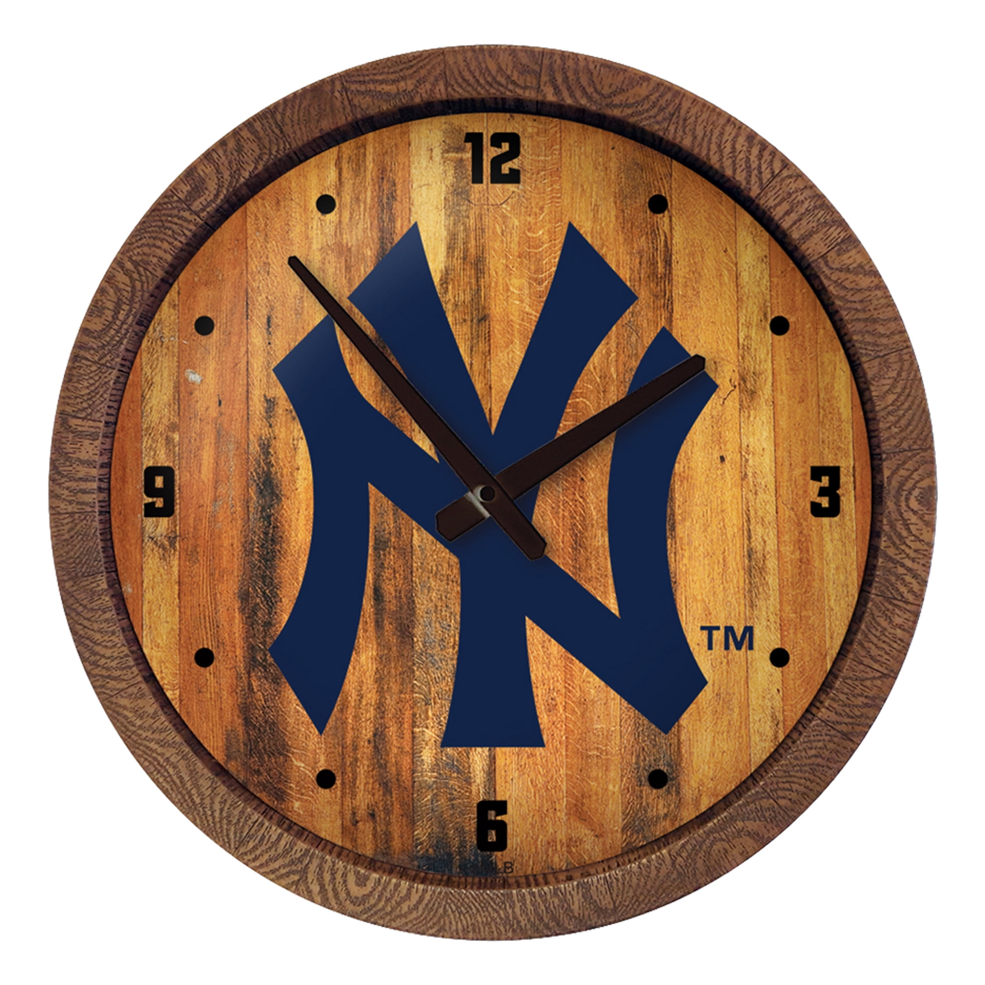 New York Yankees 20.25" Faux Barrel Top Clock - Walmart.com