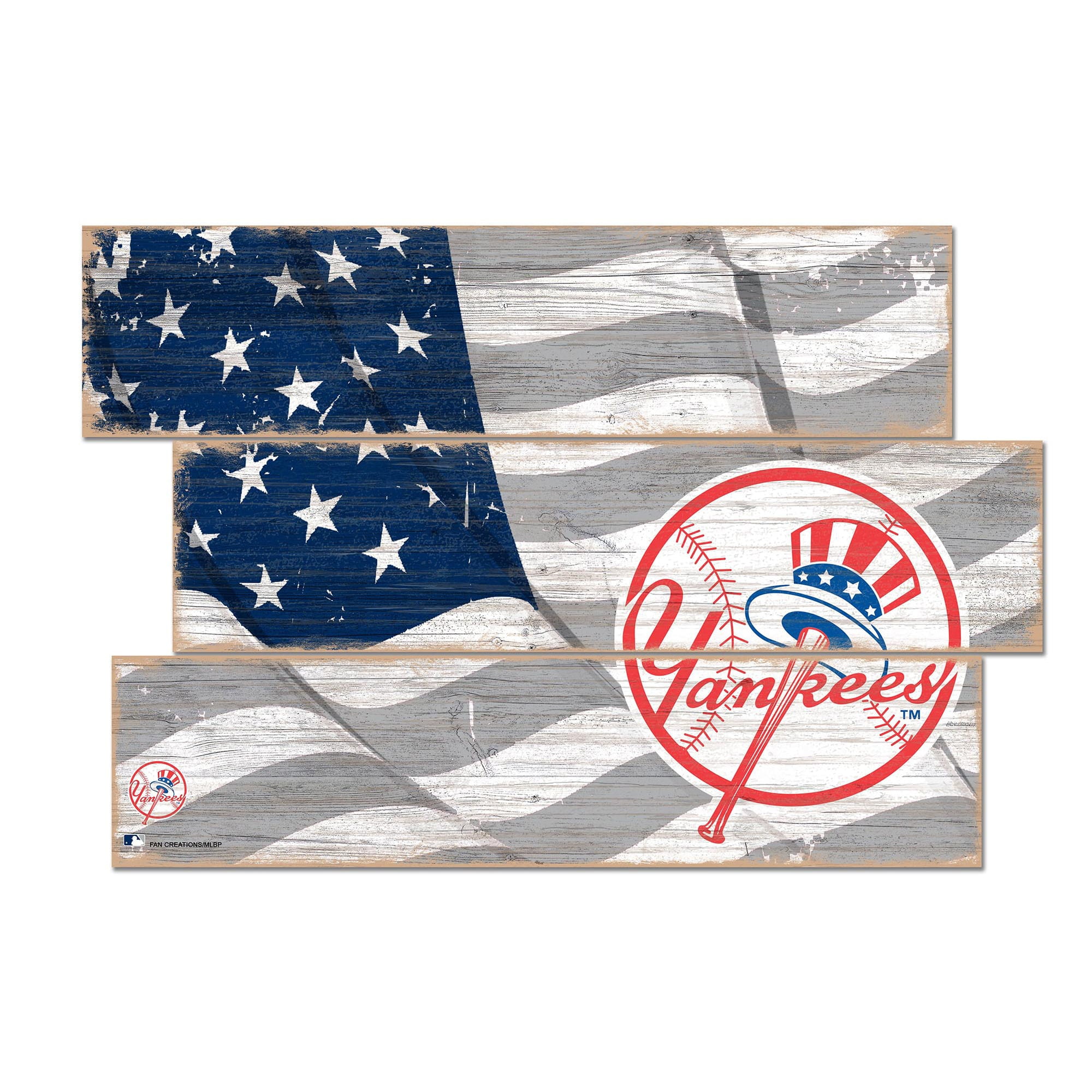 Fan Creations New York Yankees 3-Plank Team Flag, Fiberboard, 24 Inches ...
