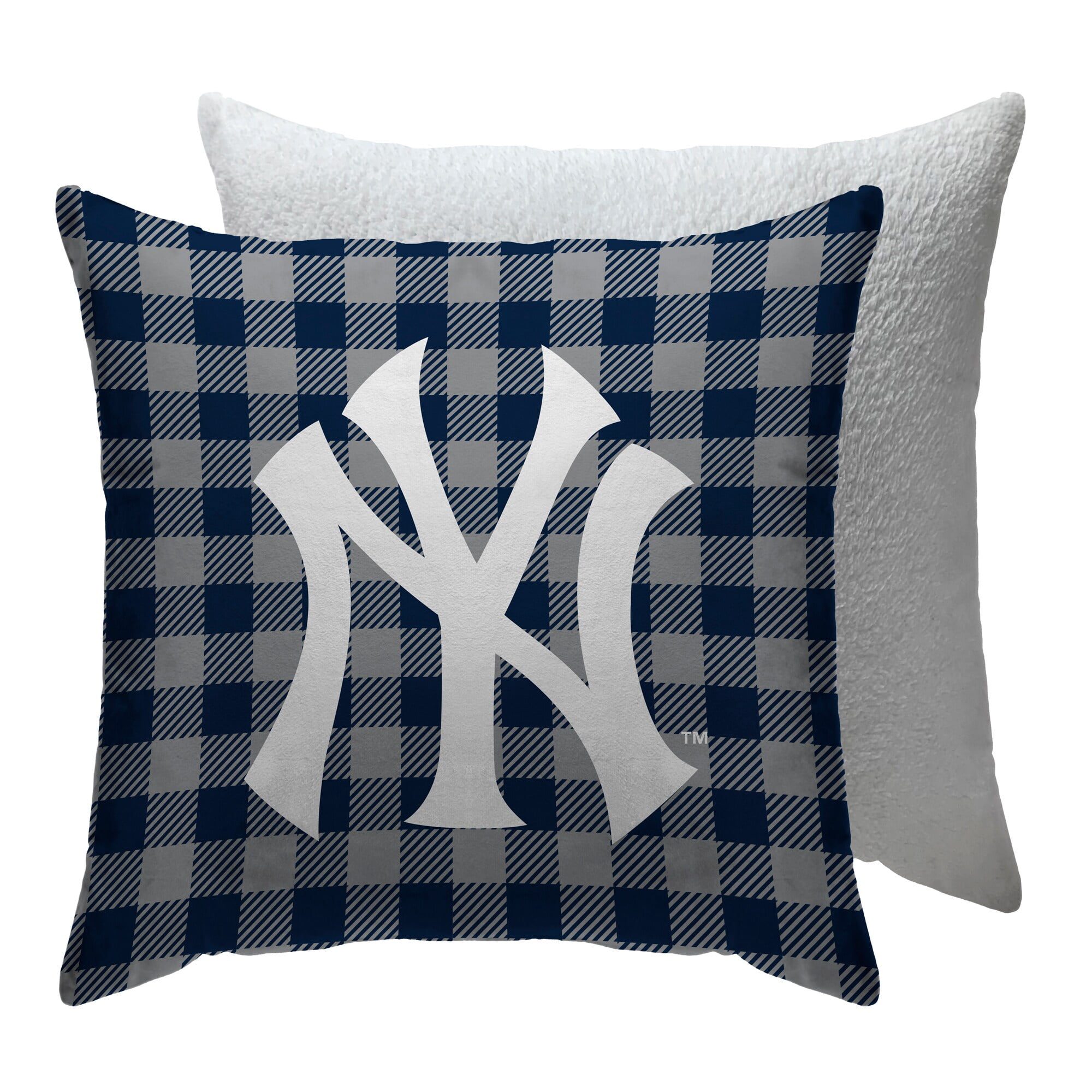 New York Yankees Buffalo Check Pillow with Sherpa Backing - Walmart.com