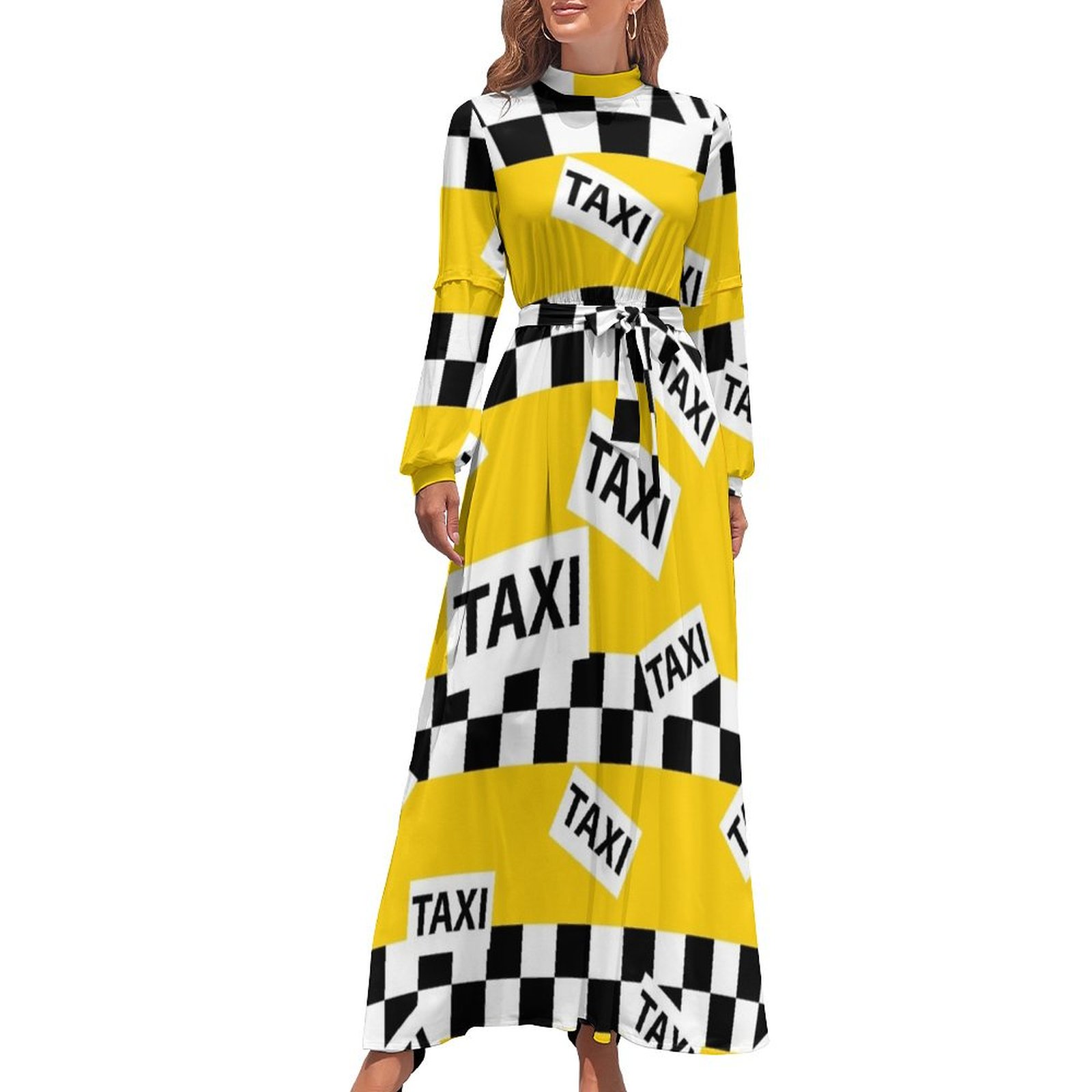 New York Yellow Taxi Cab Pattern Long Dress Party dresses Woman dresses ...