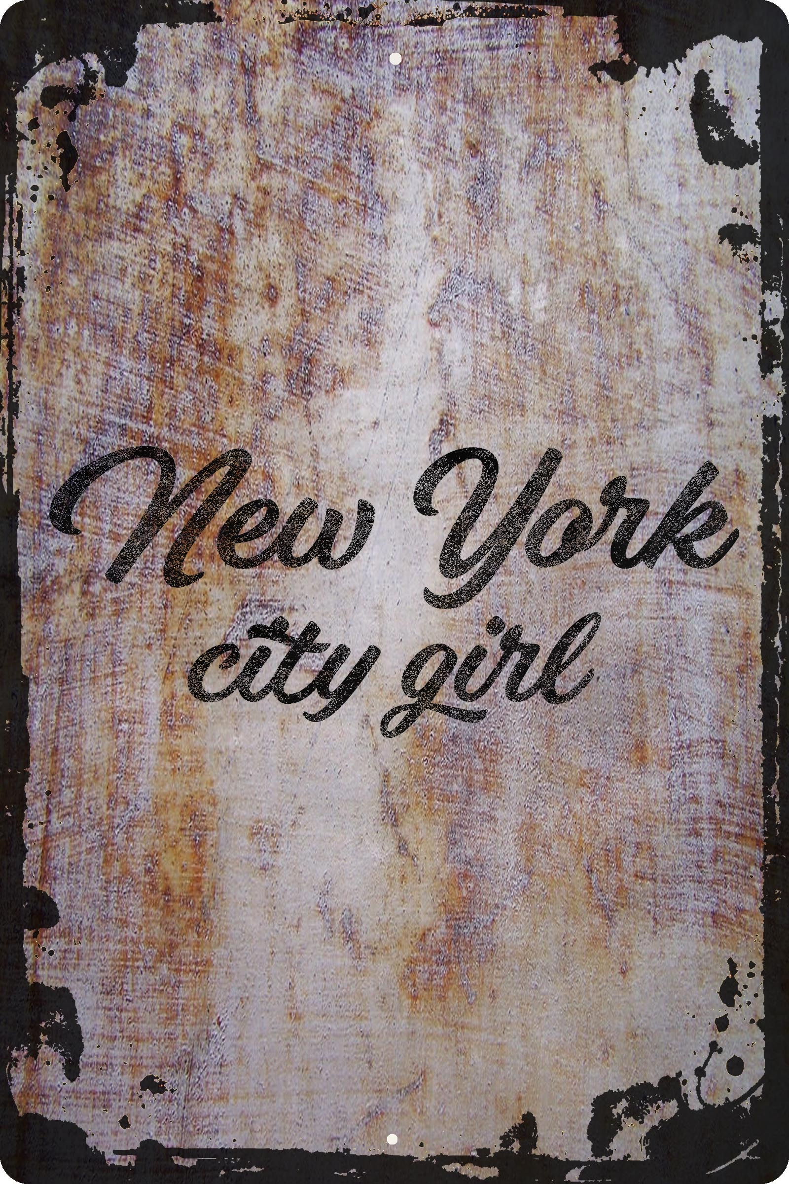 New York city girl cursive home represent Beige Wall Art Decor Funny ...