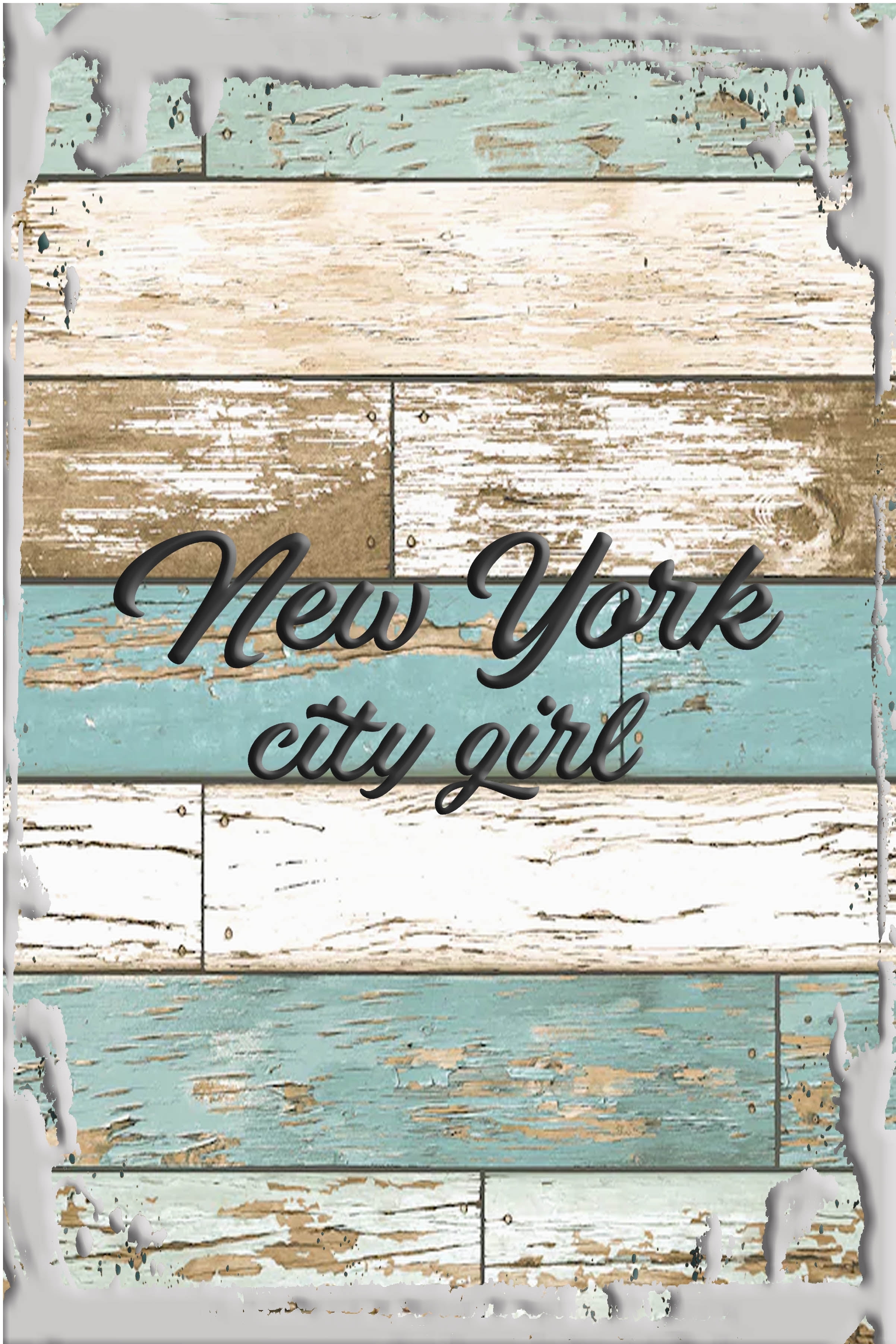 New York city girl cursive home represent White Wall Art Decor Funny ...