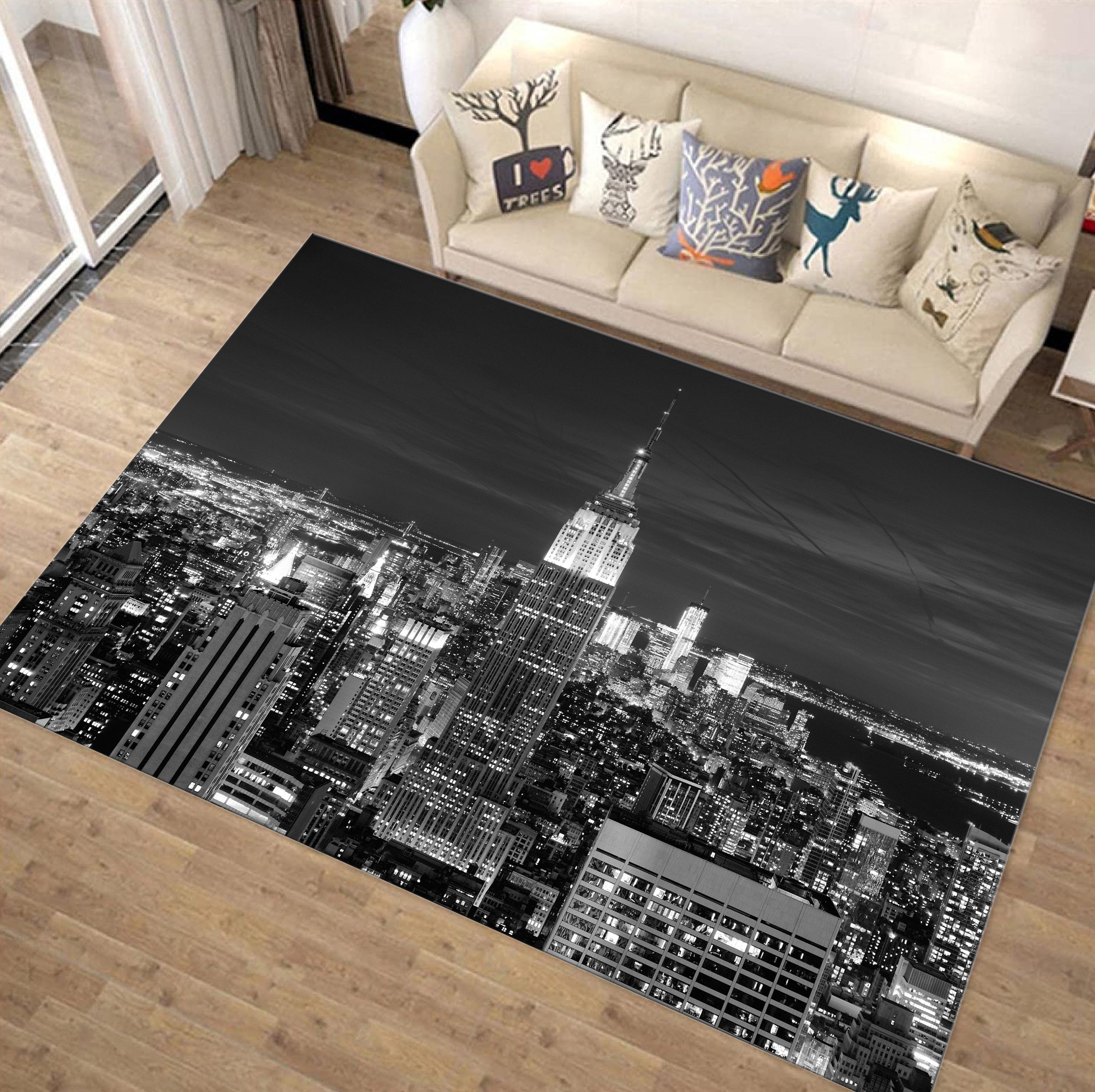 New York city skyline Rug 4x6 ft = 120x180 cm Washable Rug - Walmart.com