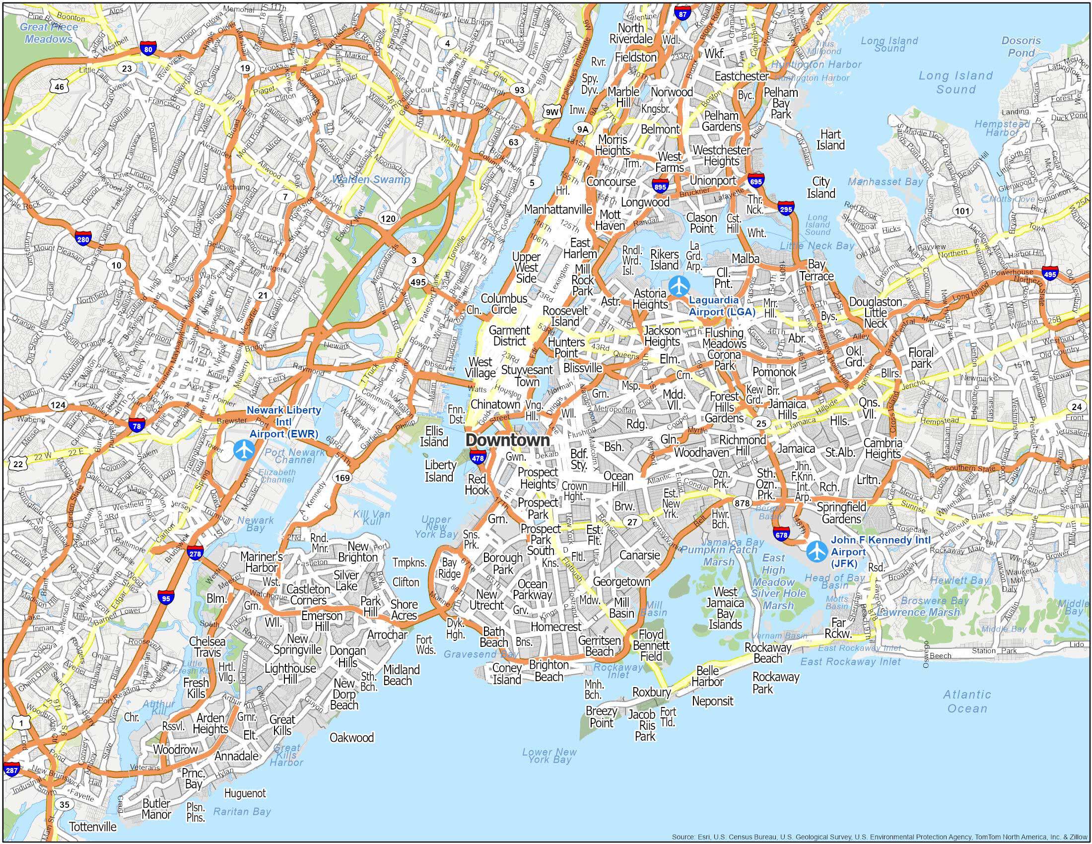 New York nyc us Neighborhood Map GLOSSY POSTER PICTURE PHOTO PRINT ...