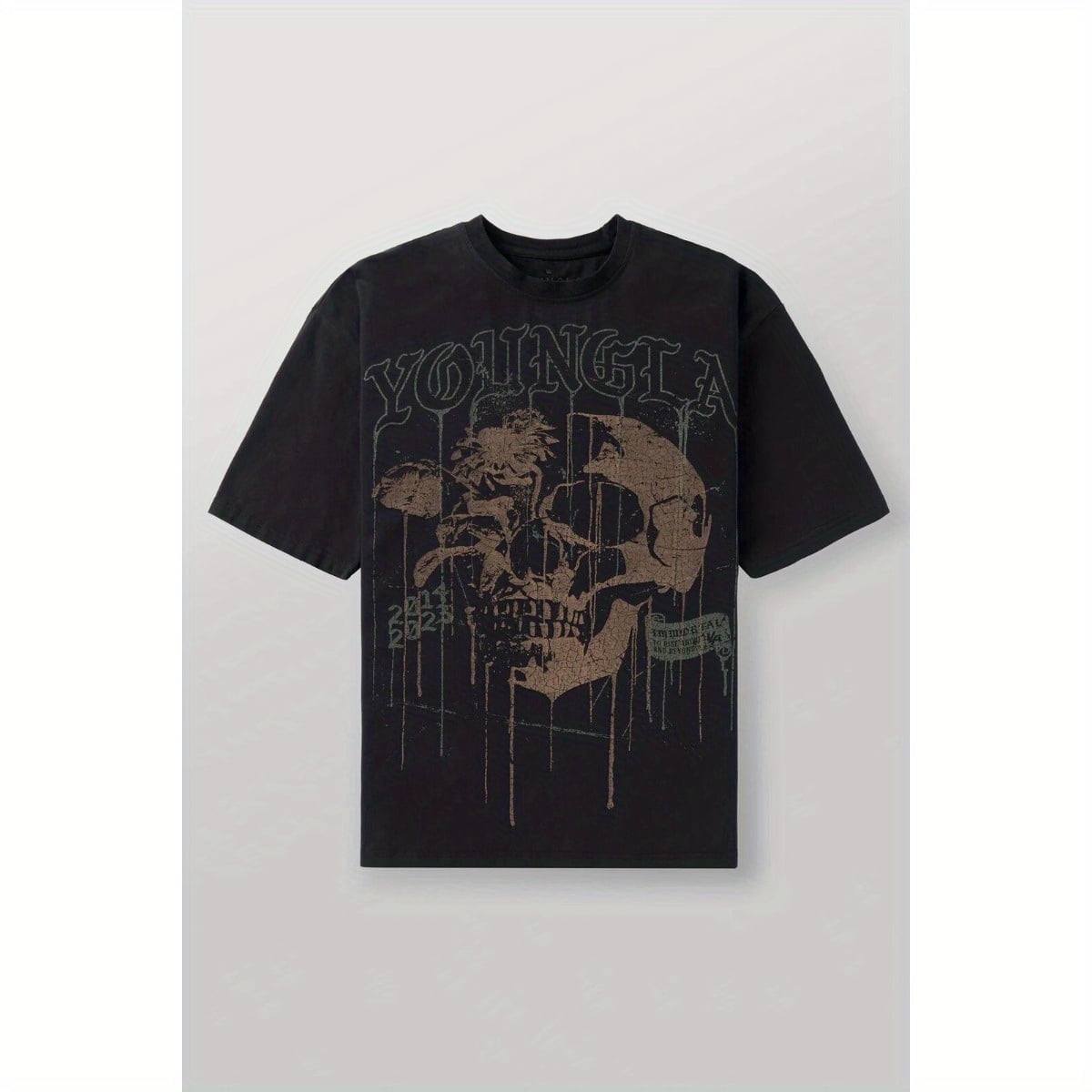 New YoungLA 4116 Floral Skull Tee Mens Drippy Graphic Designer Shirt ...